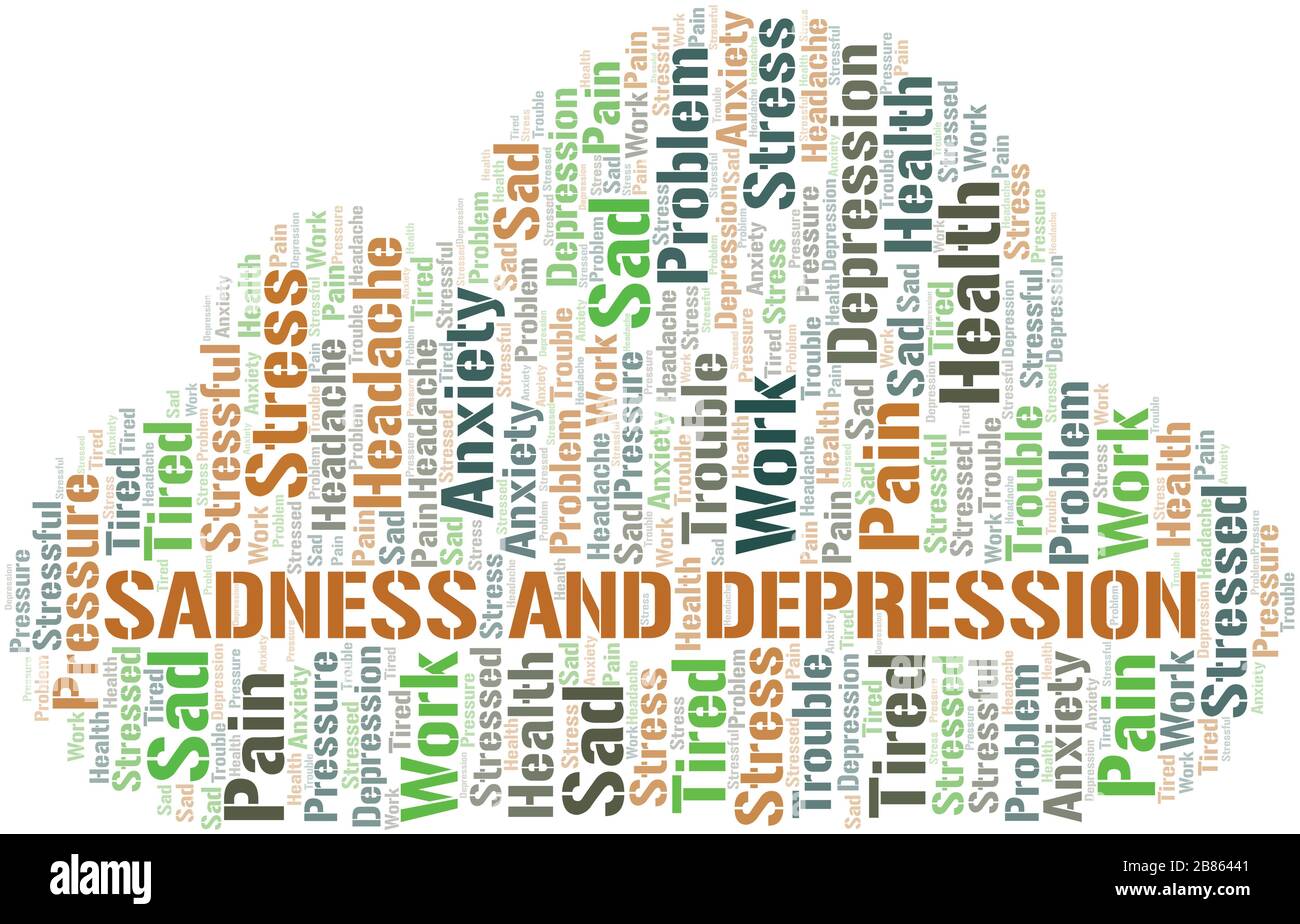 Sadness And Depression word cloud. Wordcloud made with text only Stock ...