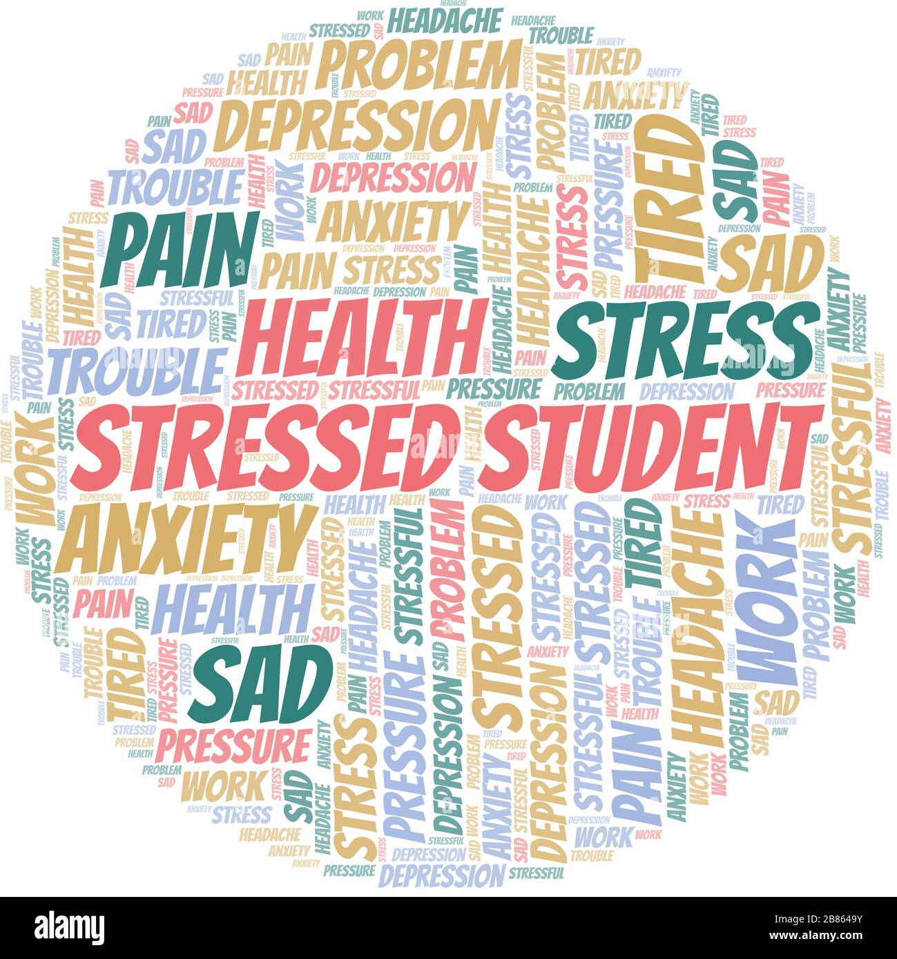 Stressed Student word cloud. Wordcloud made with text only Stock Vector ...