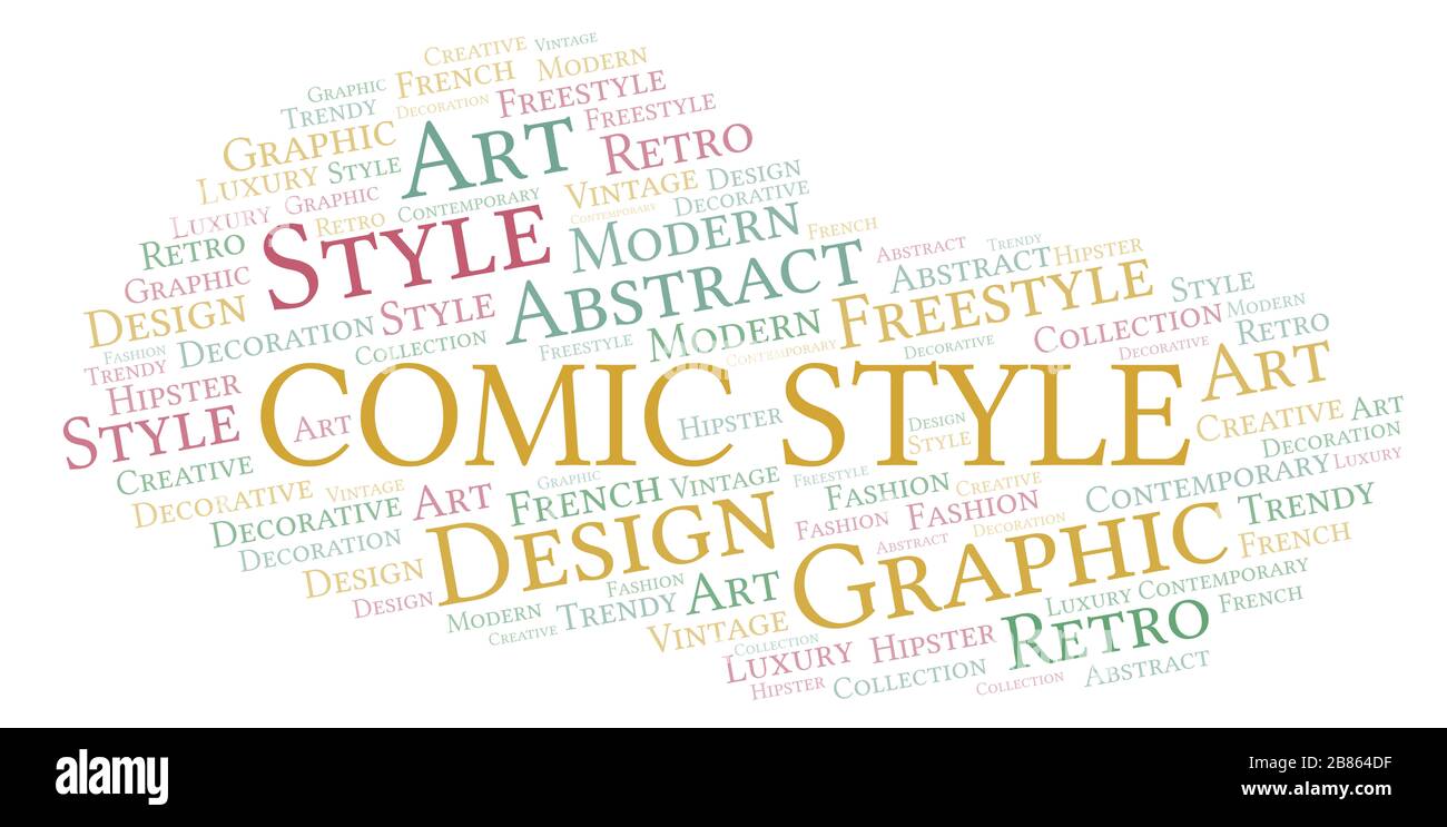 Comic Style word cloud. Wordcloud made with text only Stock Photo - Alamy