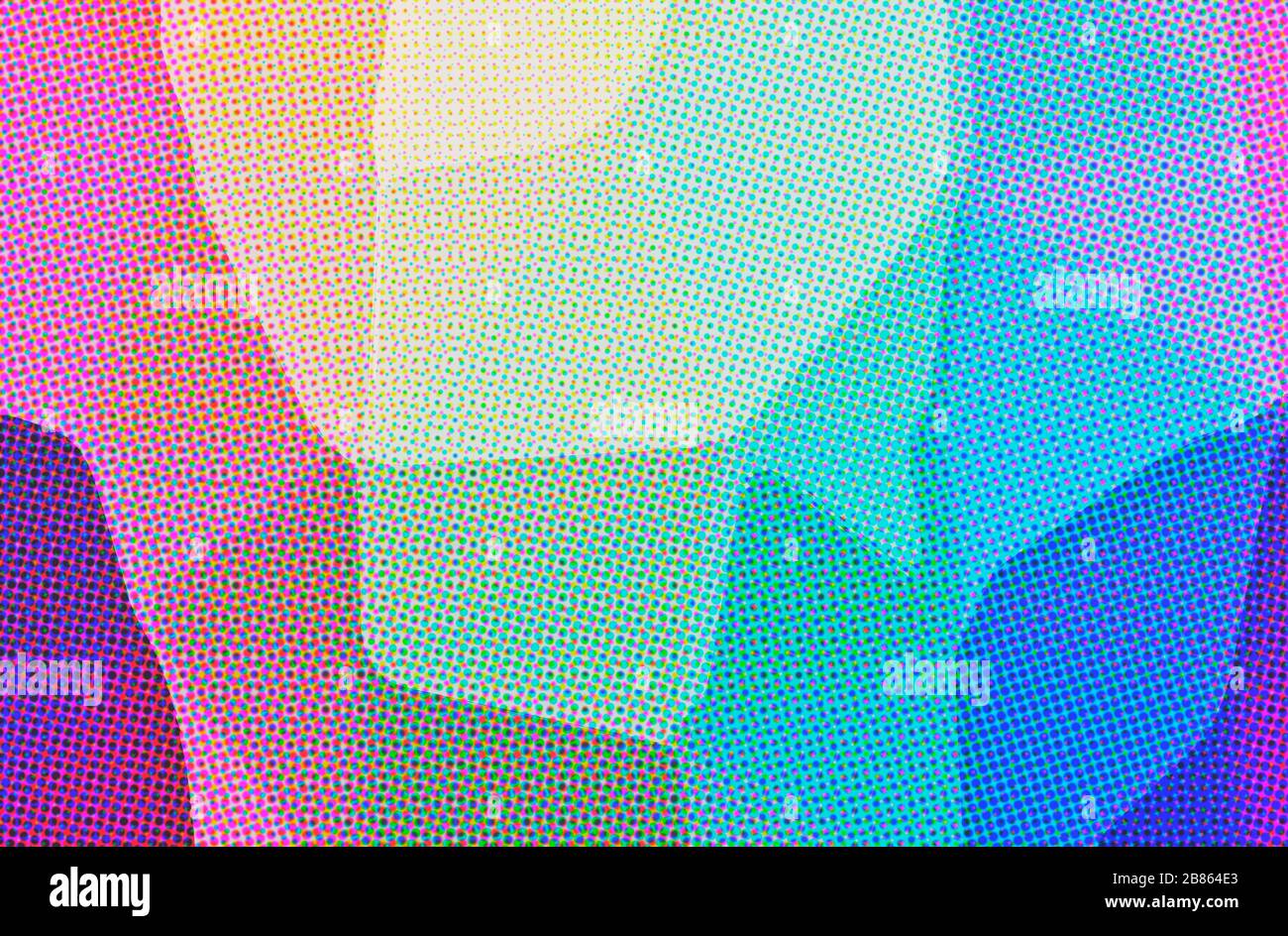 Abstract illustration of blue, yellow, green and red Dots background ...