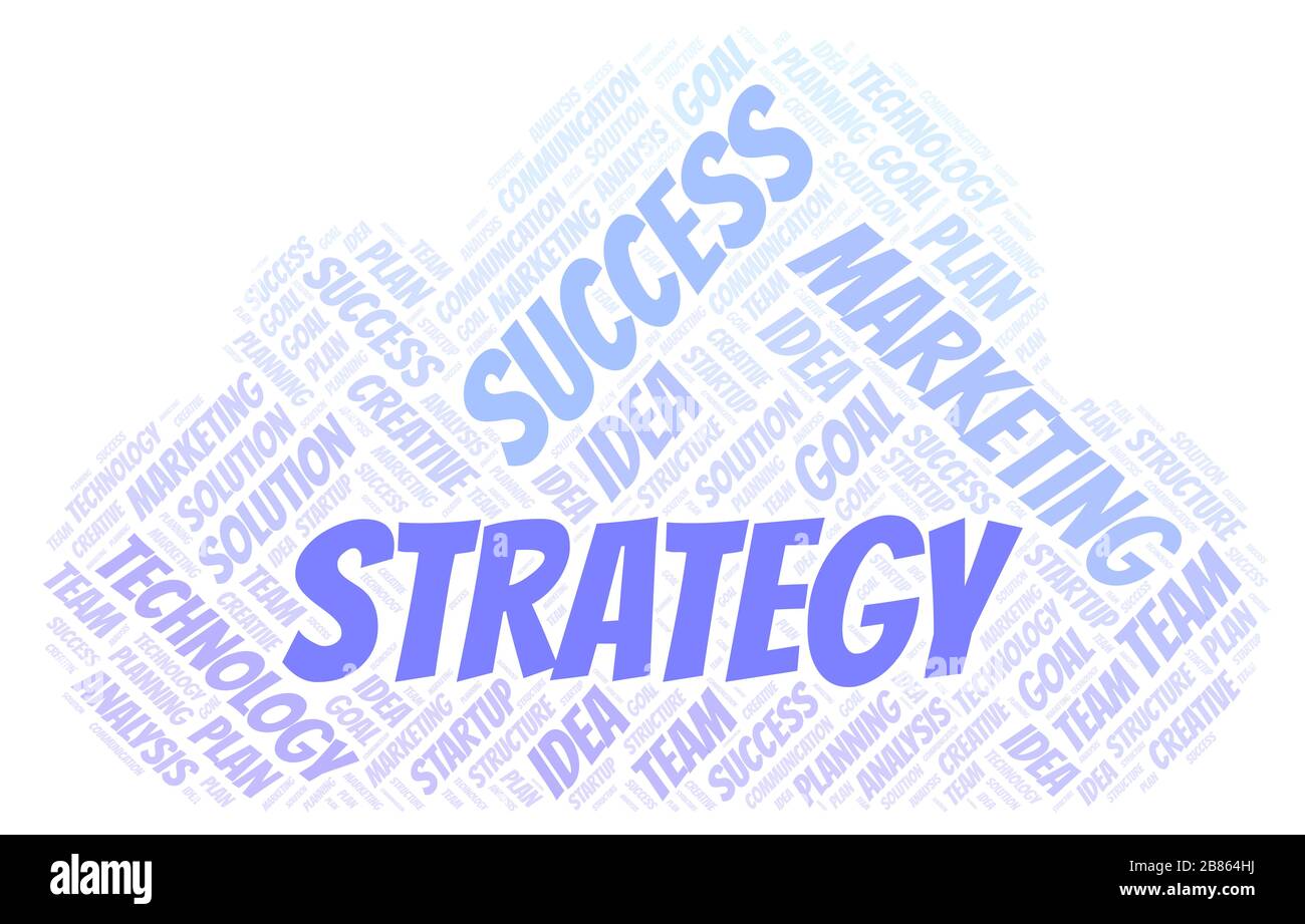Strategy word cloud. Wordcloud made with text only Stock Photo - Alamy