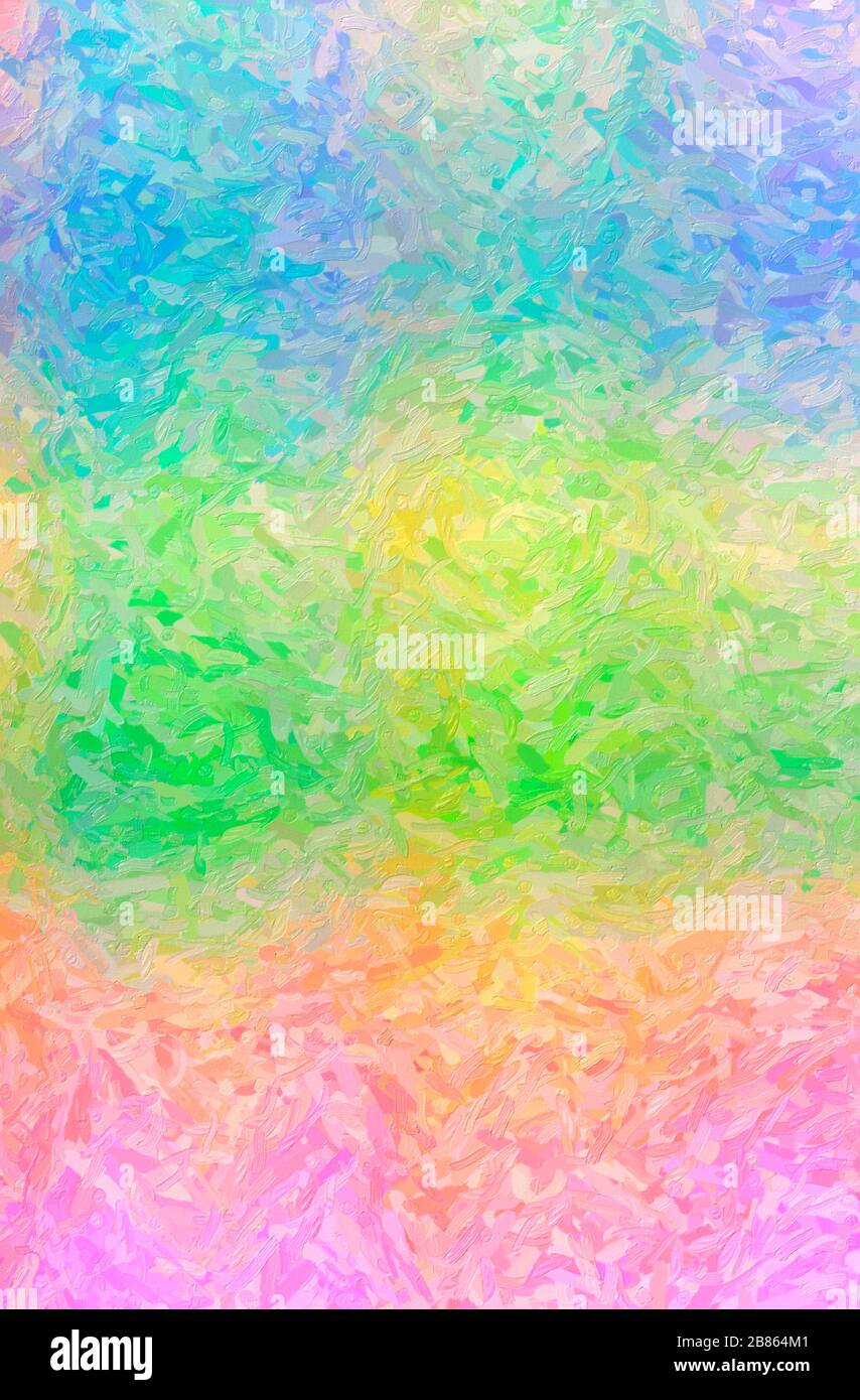Abstract illustration of blue, green Large Color Variation Impasto ...