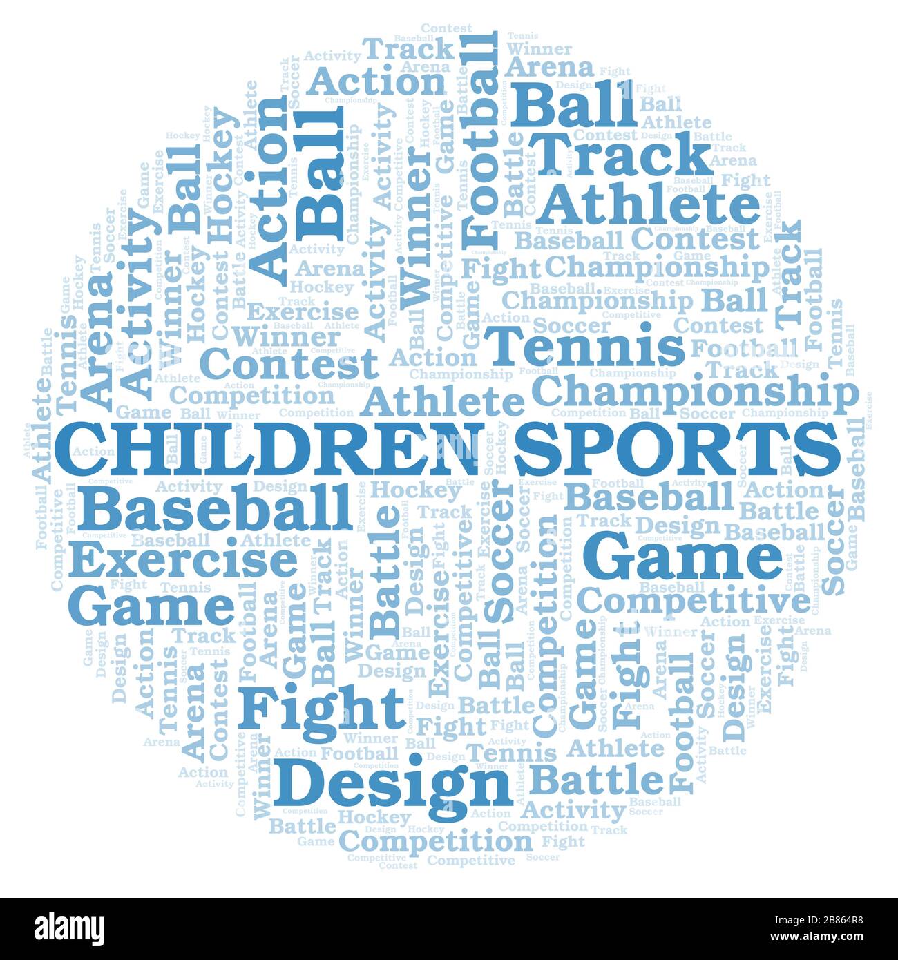 Children Sports word cloud. Wordcloud made with text only Stock Photo ...