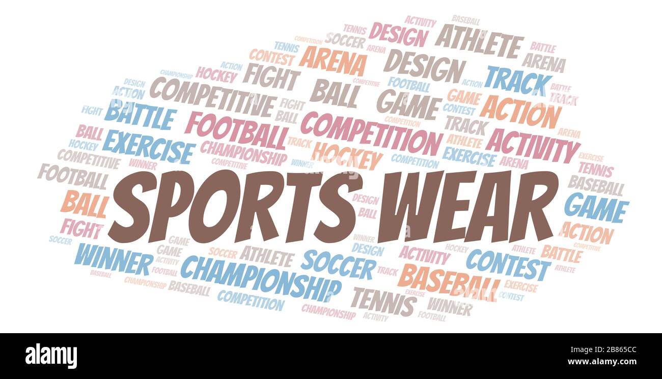 Sports Wear word cloud. Wordcloud made with text only Stock Photo - Alamy