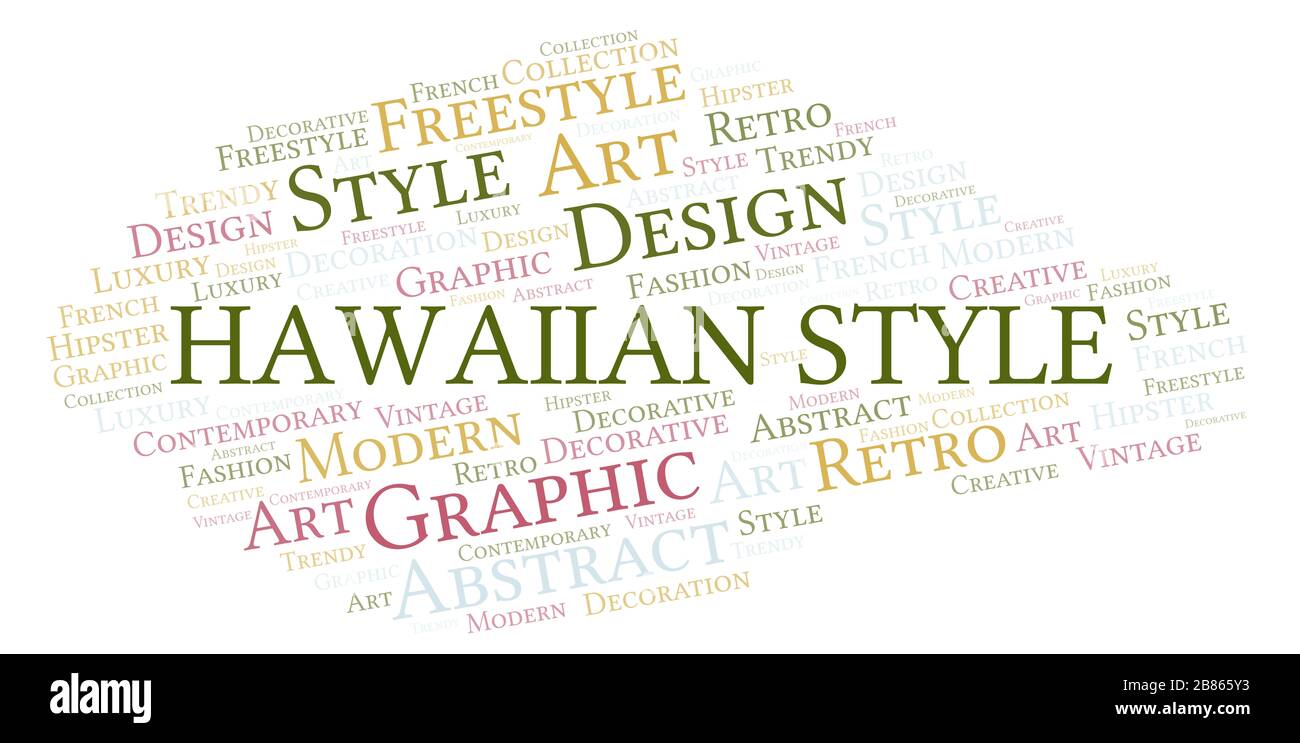 Hawaiian Style word cloud. Wordcloud made with text only Stock Photo ...