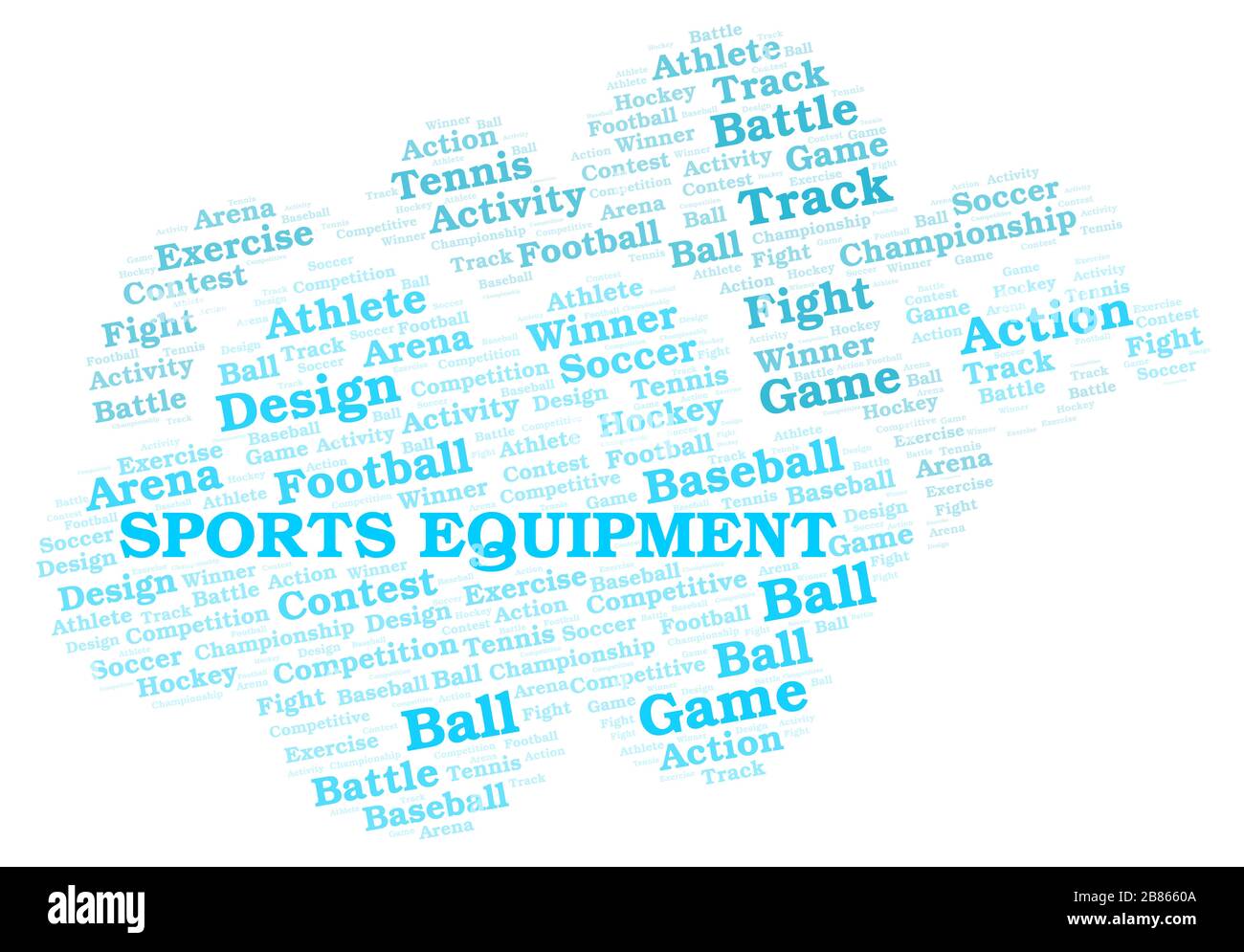 Sports Equipment word cloud. Wordcloud made with text only Stock Photo ...
