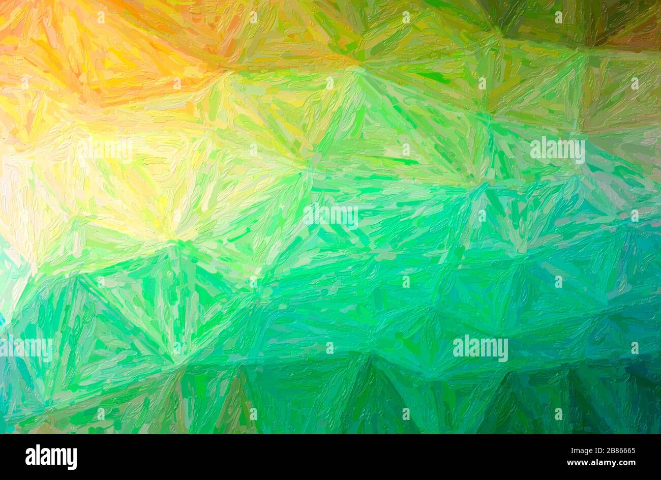 Abstract illustration of green, yellow Large Color Variation Impasto ...
