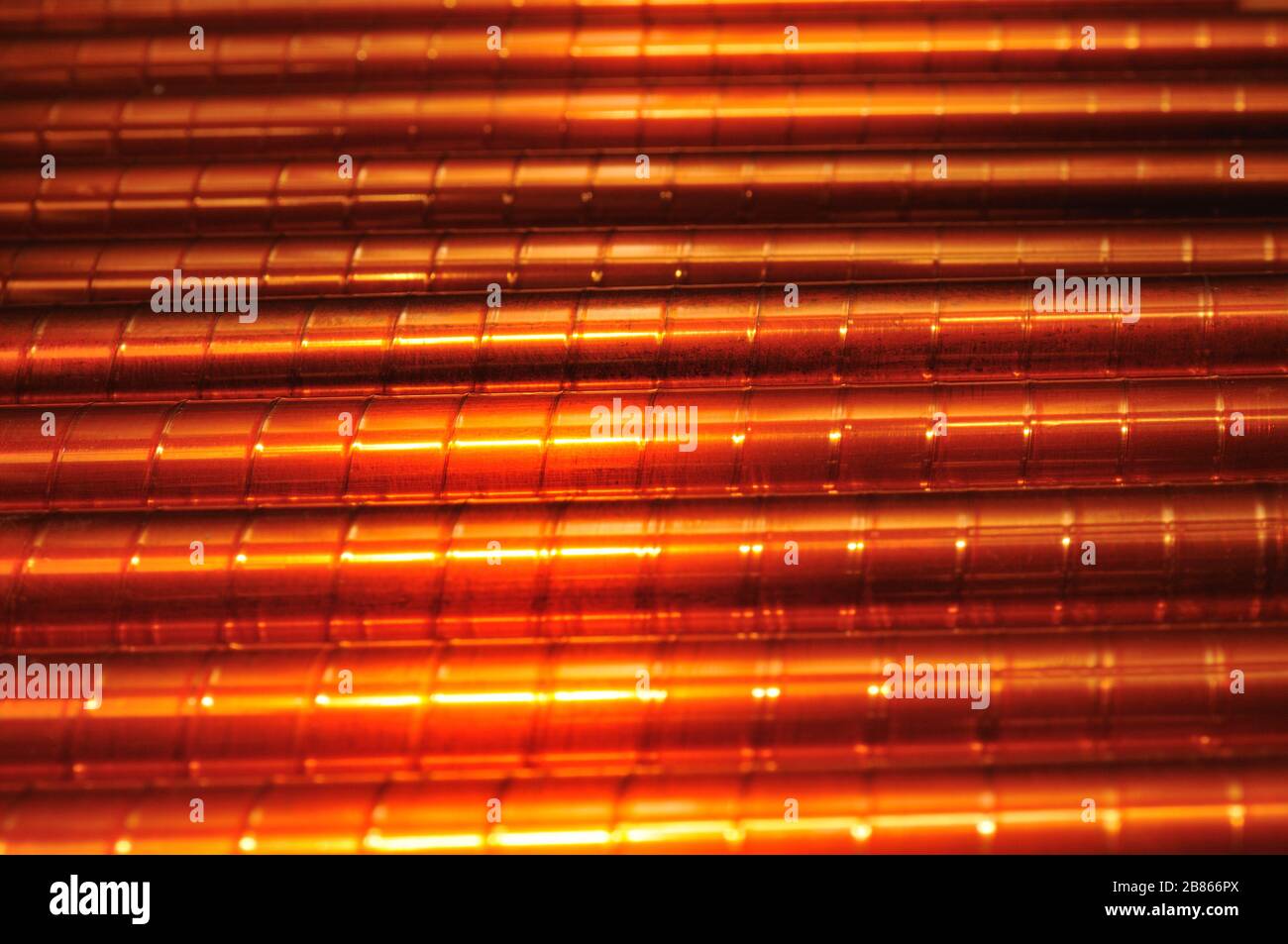 Close-up of a conductors of red copper wire in the kapton insulation ...