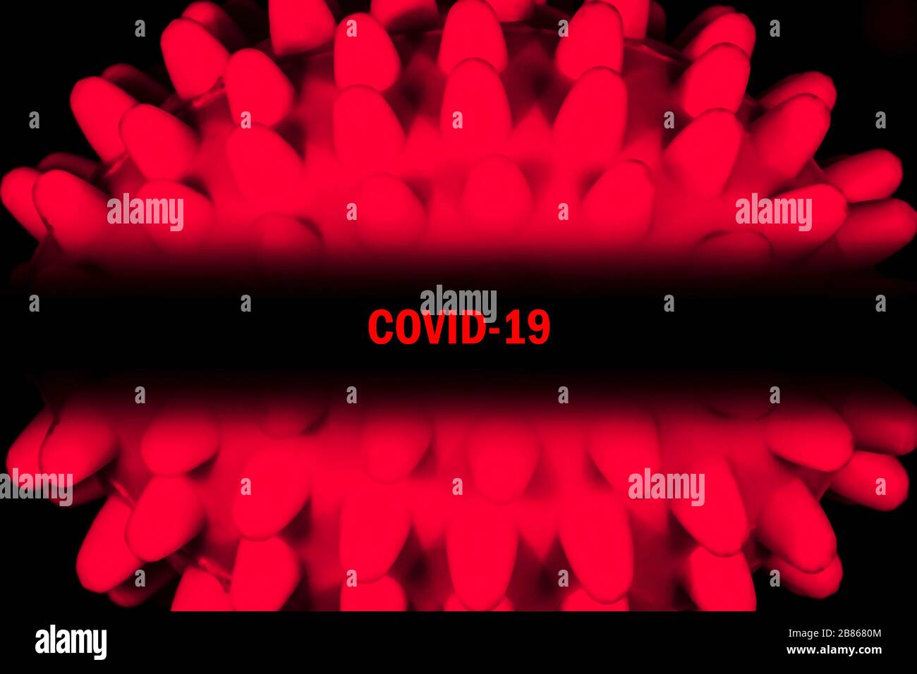 inscription COVID-19 on a microbe background, the concept of world ...