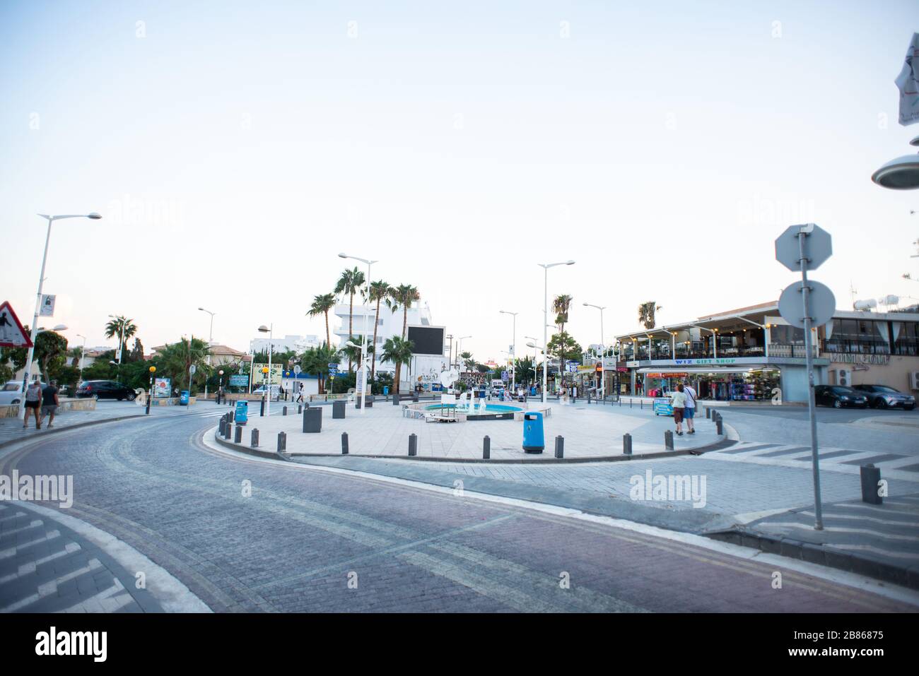 Protaras. Cyprus - October 9, 2018: Main Street with Restaurants and ...