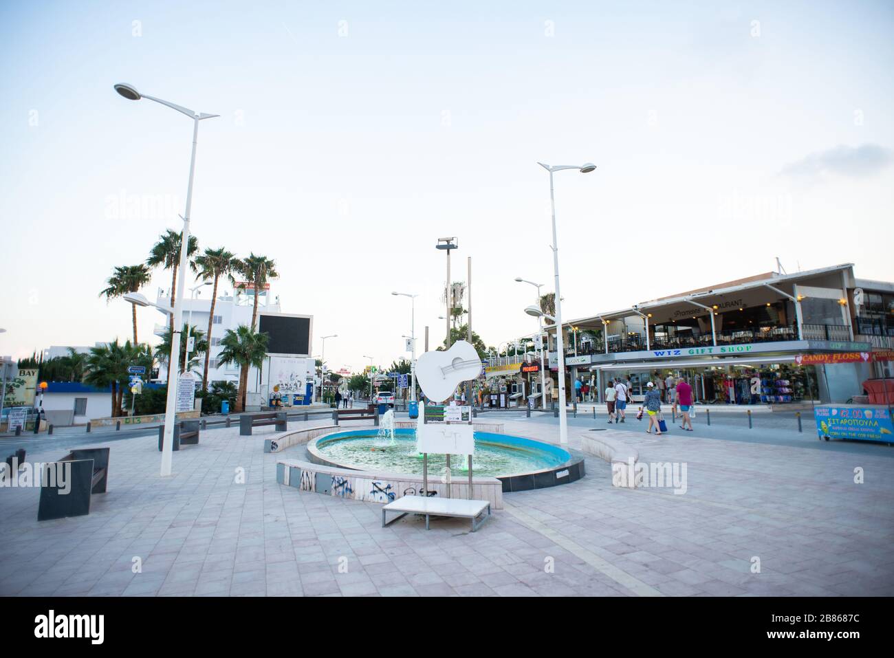 Protaras. Cyprus - October 9, 2018: Main Street with Restaurants and ...