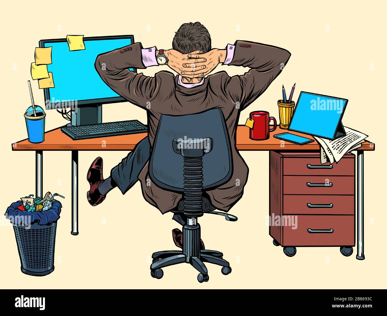 Laptop resting on desk Stock Vector Images - Alamy