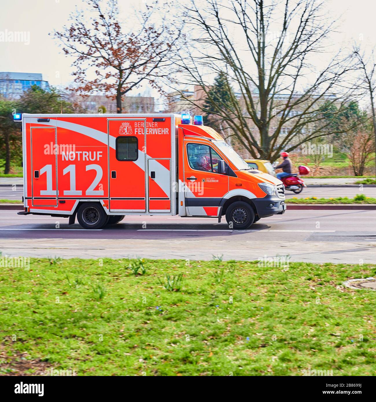 Berlin, Germany - March 15, 2020: Ambulance of the berlin fire ...