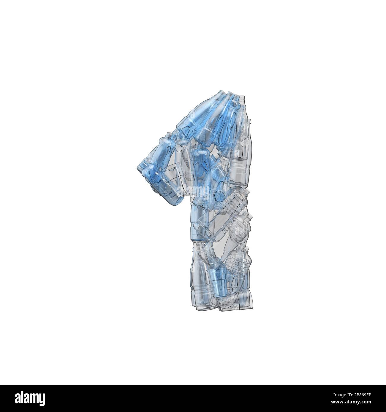 Number 1 made from plastic bottles. Plastic recycling font. 3D ...