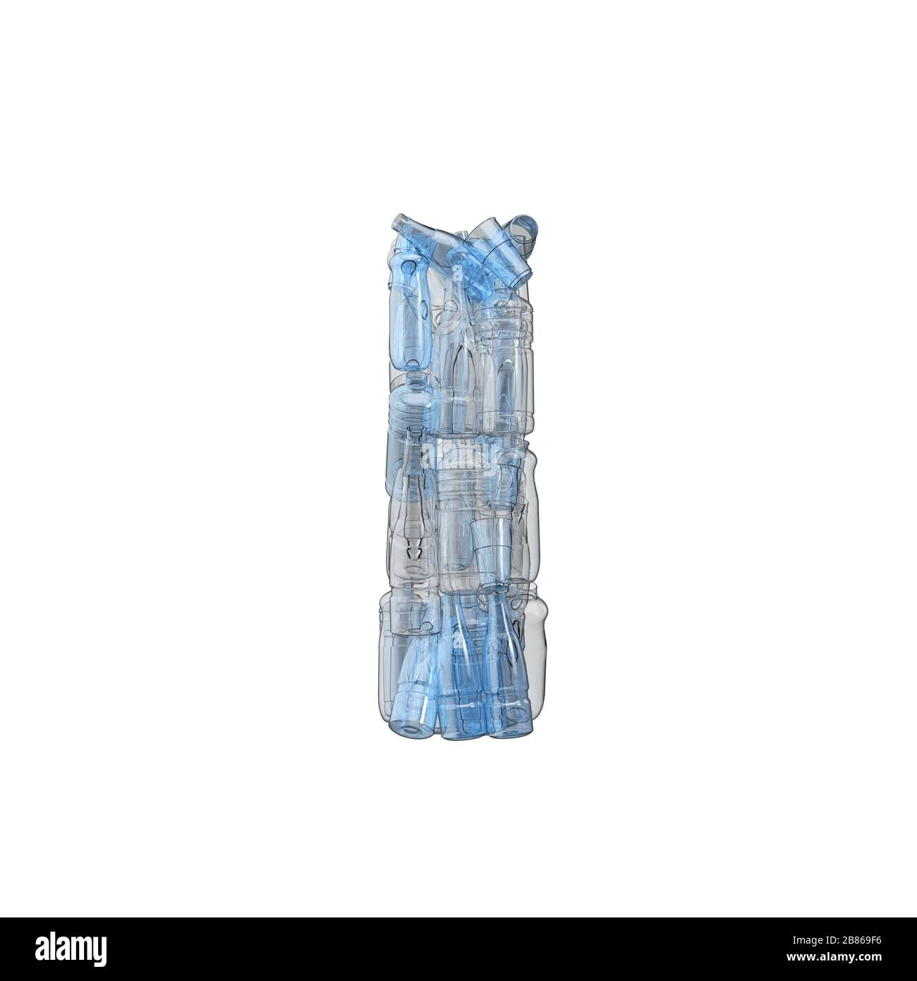 Letter I made from plastic bottles. Plastic recycling font. 3D ...