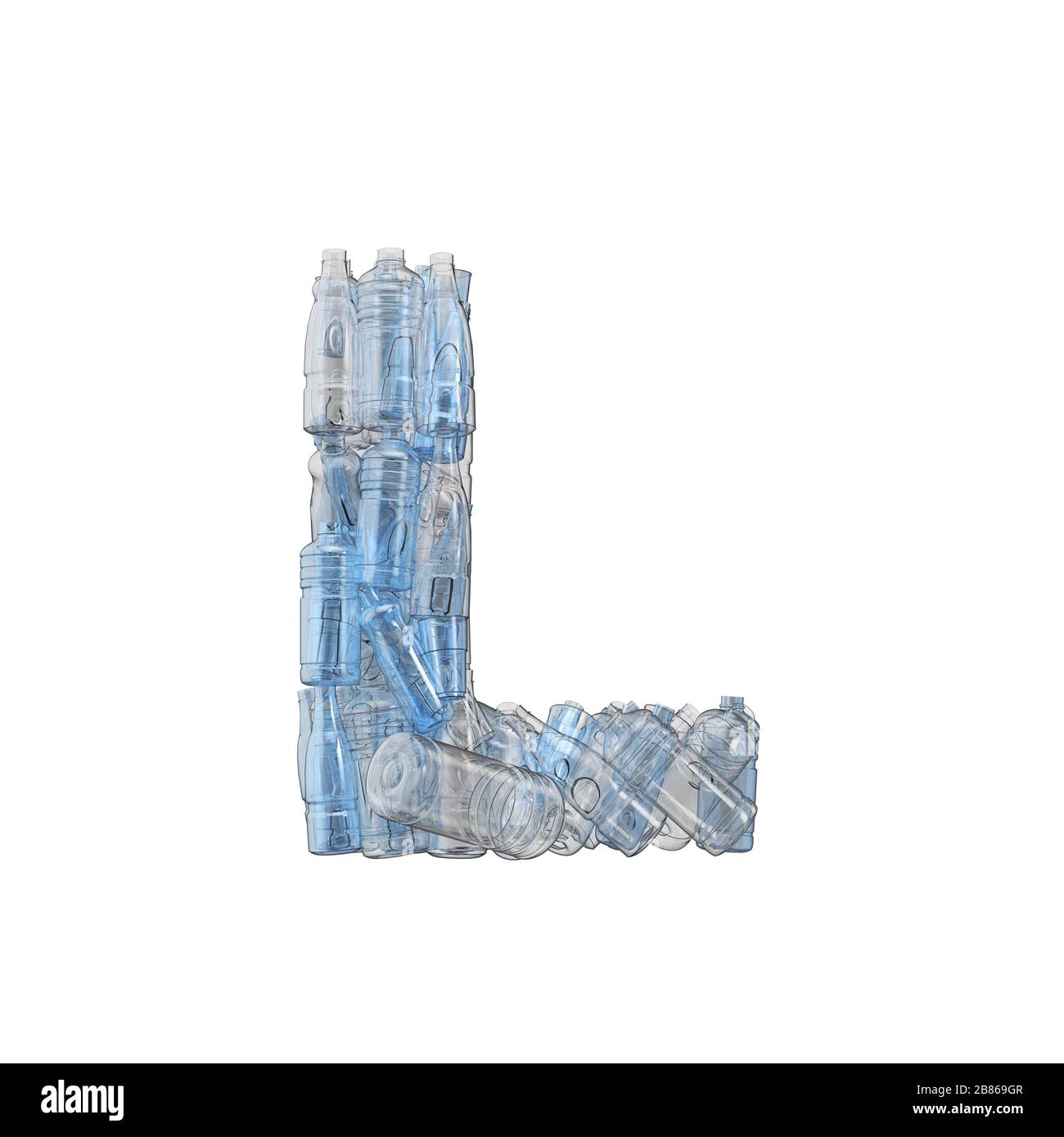 Letter L made from plastic bottles. Plastic recycling font. 3D ...