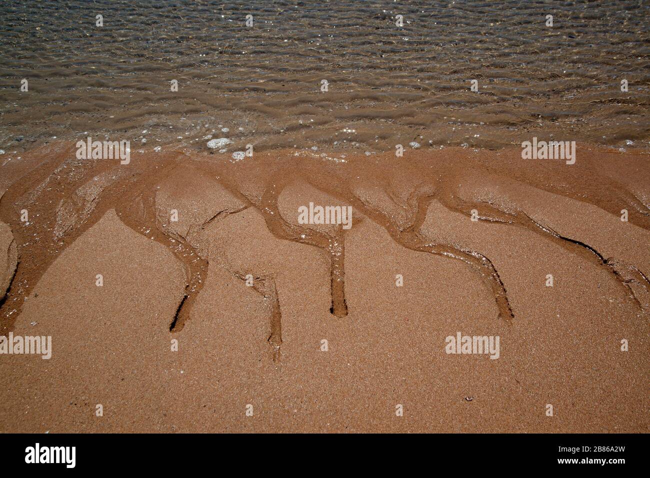 Natural sand patterns on beach at low tide Stock Photo - Alamy