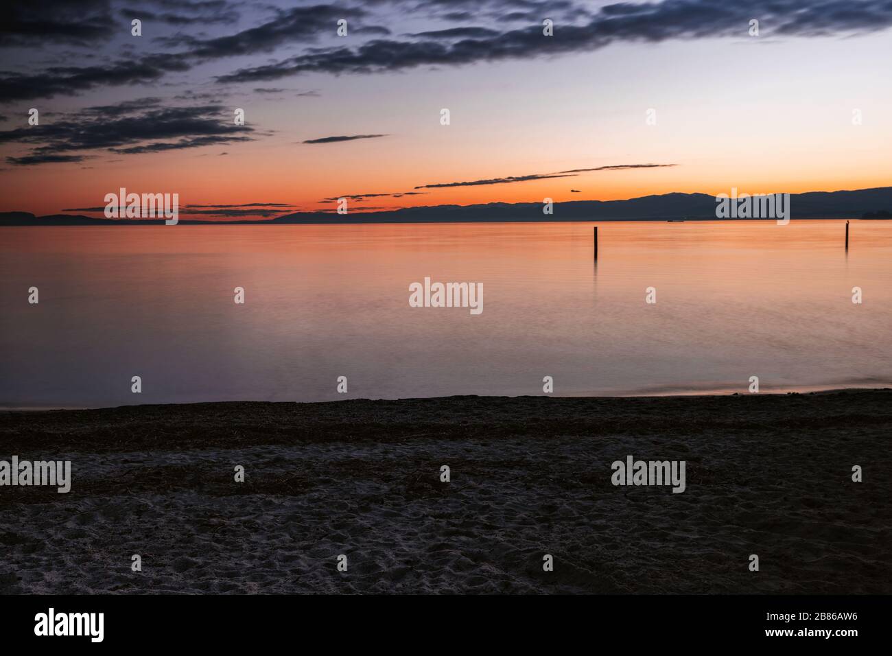 Beautiful Sunset in Lac Leman Lausanne Switzerland Stock Photo - Alamy