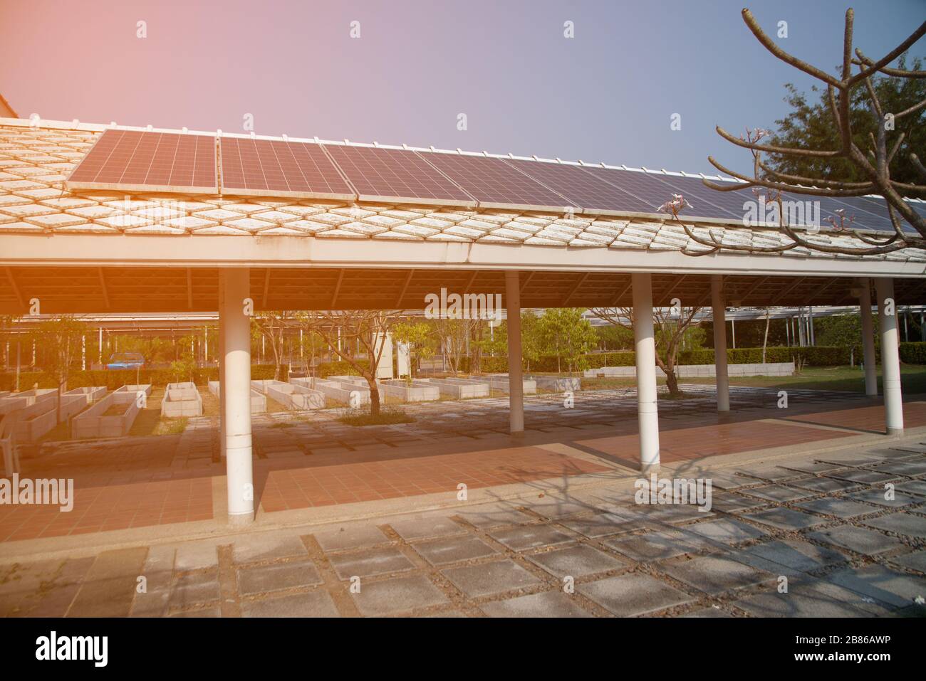 Solar power generation panel Installed on the roof of the residence ...