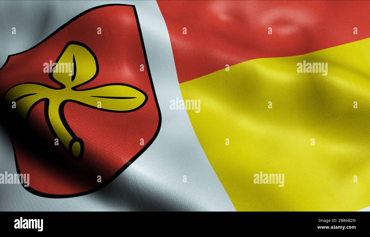 3D Illustration of a waving coat of arms flag of Salzkotten (Germany ...