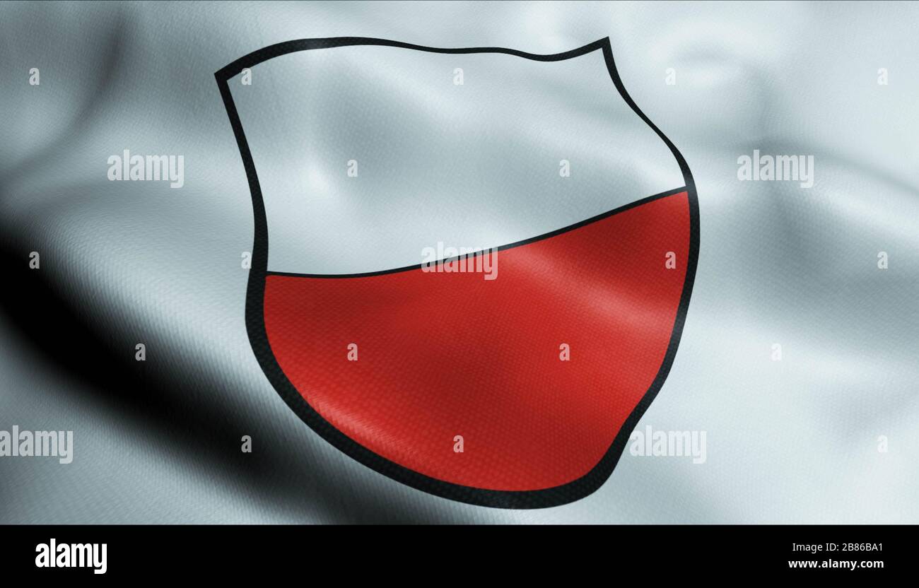 3D Illustration of a waving coat of arms flag of Rottenburg am Neckar ...