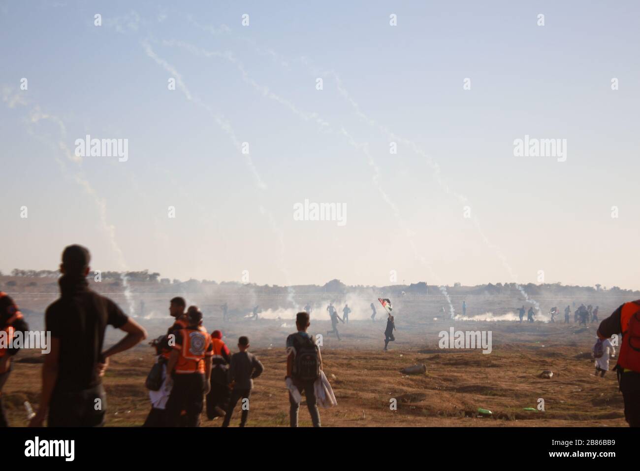 Gaza protests march of return in the border at the Israeil-Gaza border ...