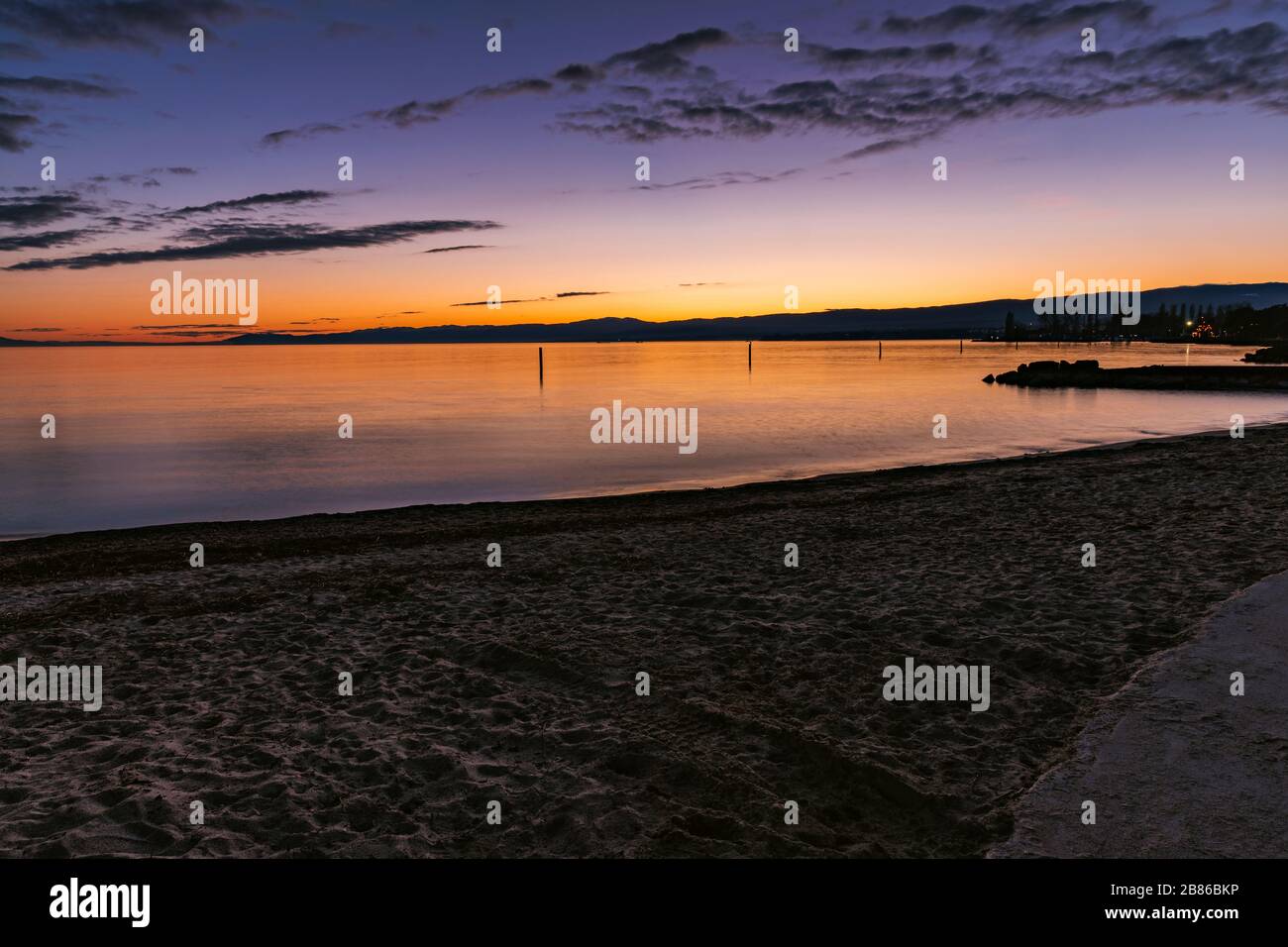 Beautiful Sunset in Lac Leman Lausanne Switzerland Stock Photo - Alamy