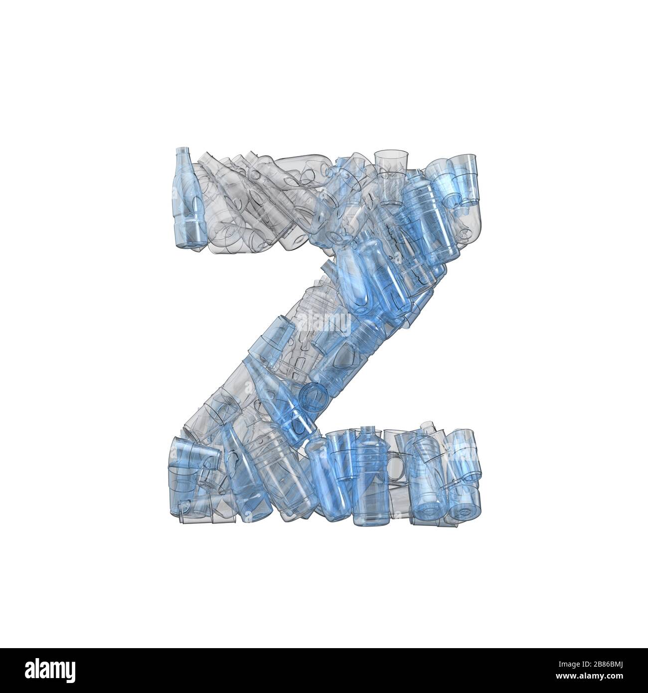 Letter Z made from plastic bottles. Plastic recycling font. 3D ...