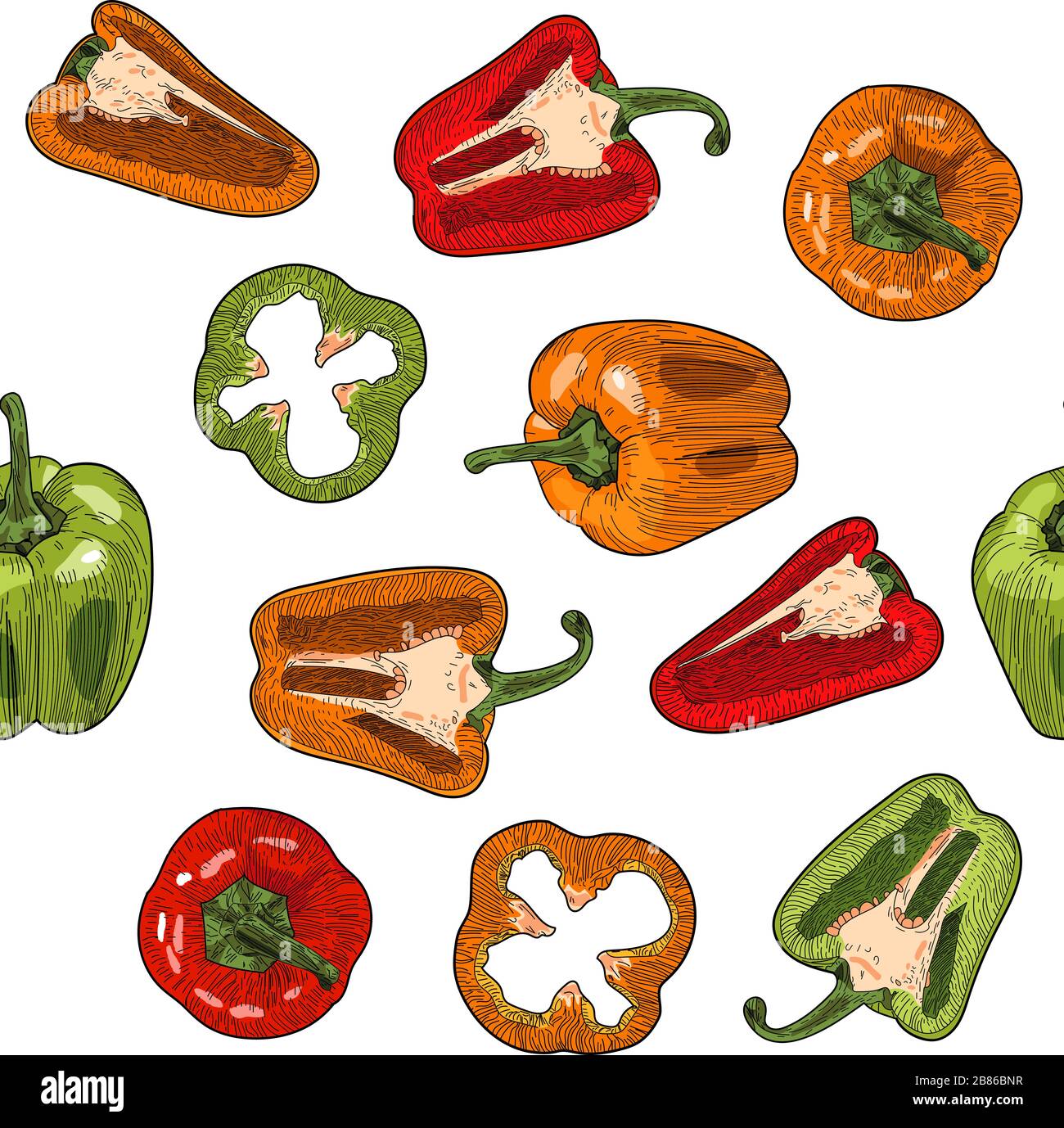 Vector seamless pattern with sweet pepper Stock Vector Image & Art - Alamy