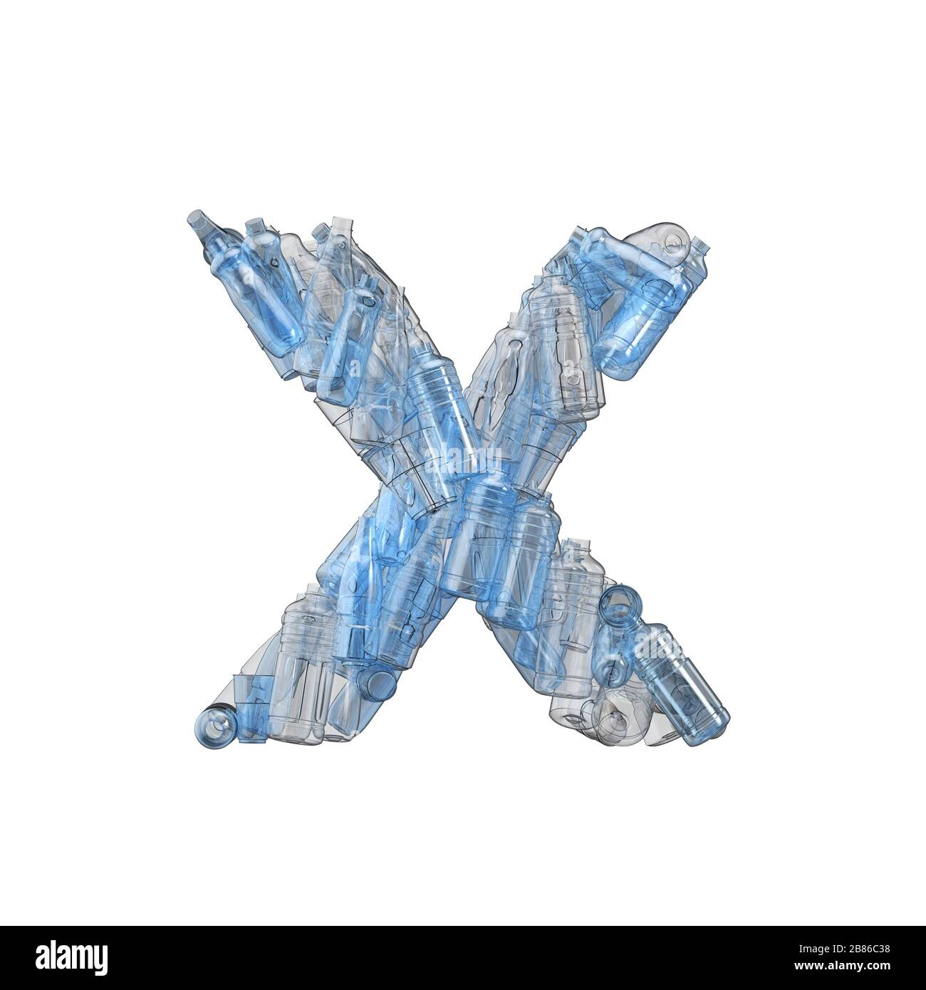 Letter X made from plastic bottles. Plastic recycling font. 3D ...
