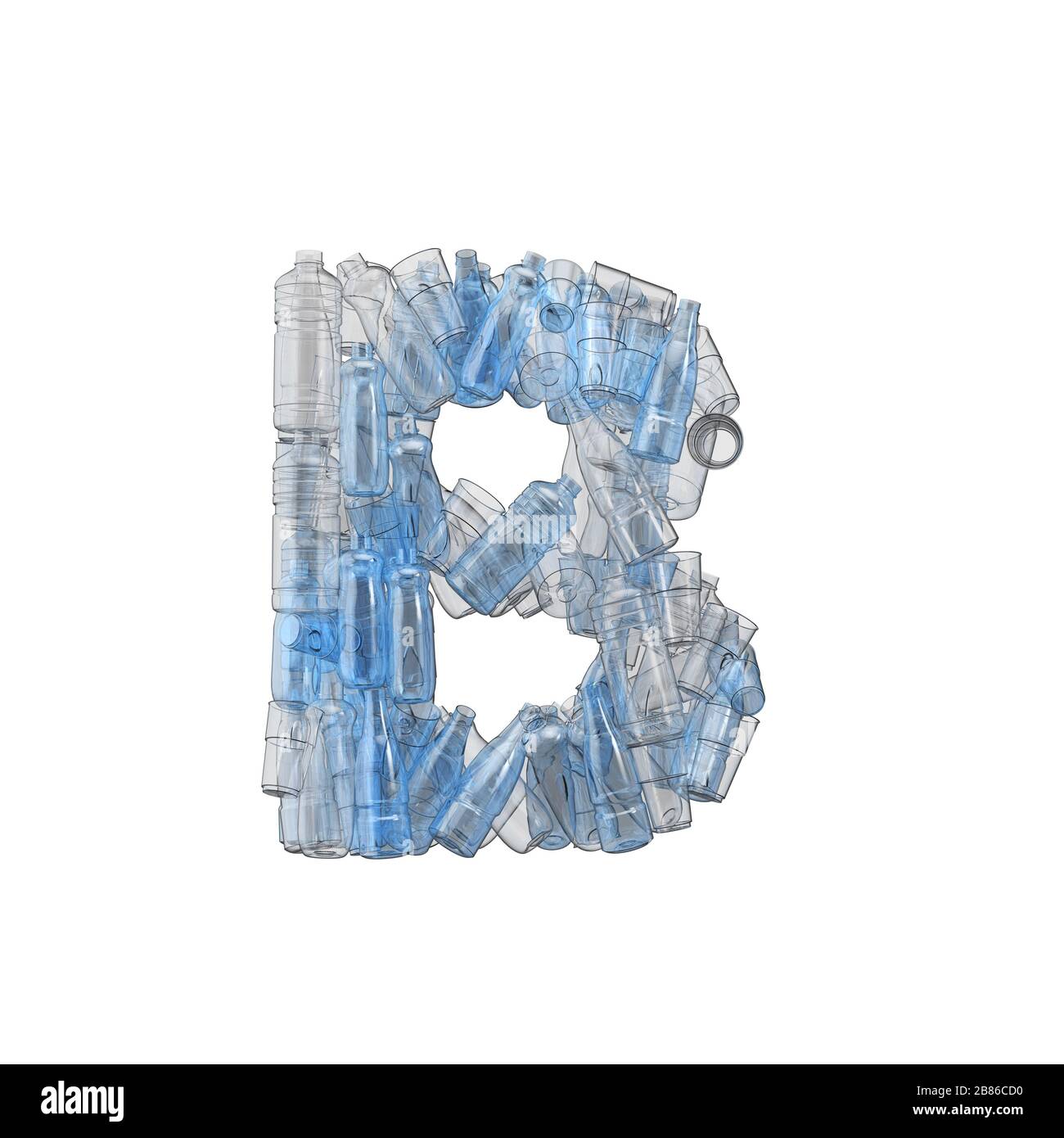 Letter B made from plastic bottles. Plastic recycling font. 3D ...