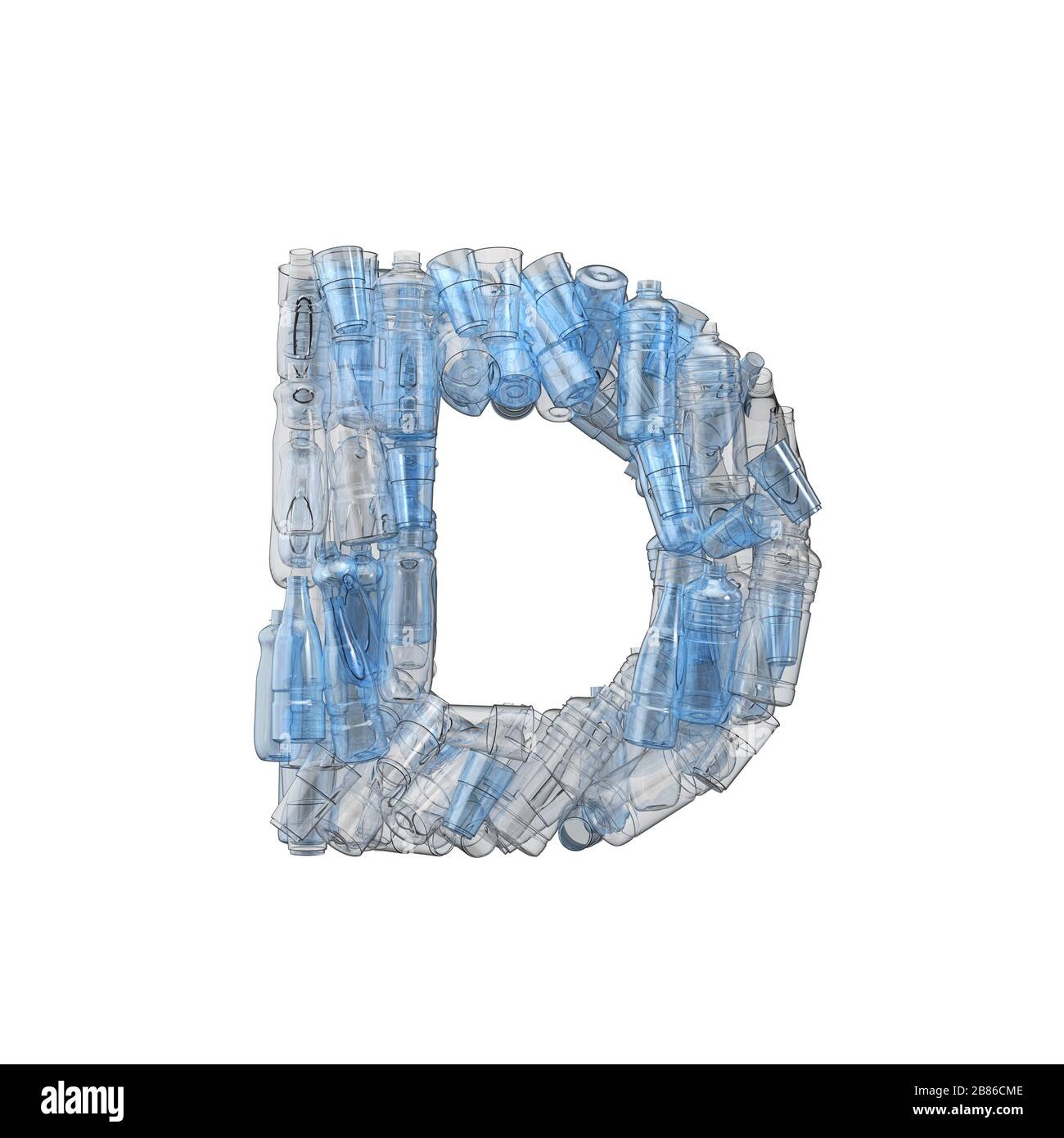 Letter D made from plastic bottles. Plastic recycling font. 3D ...