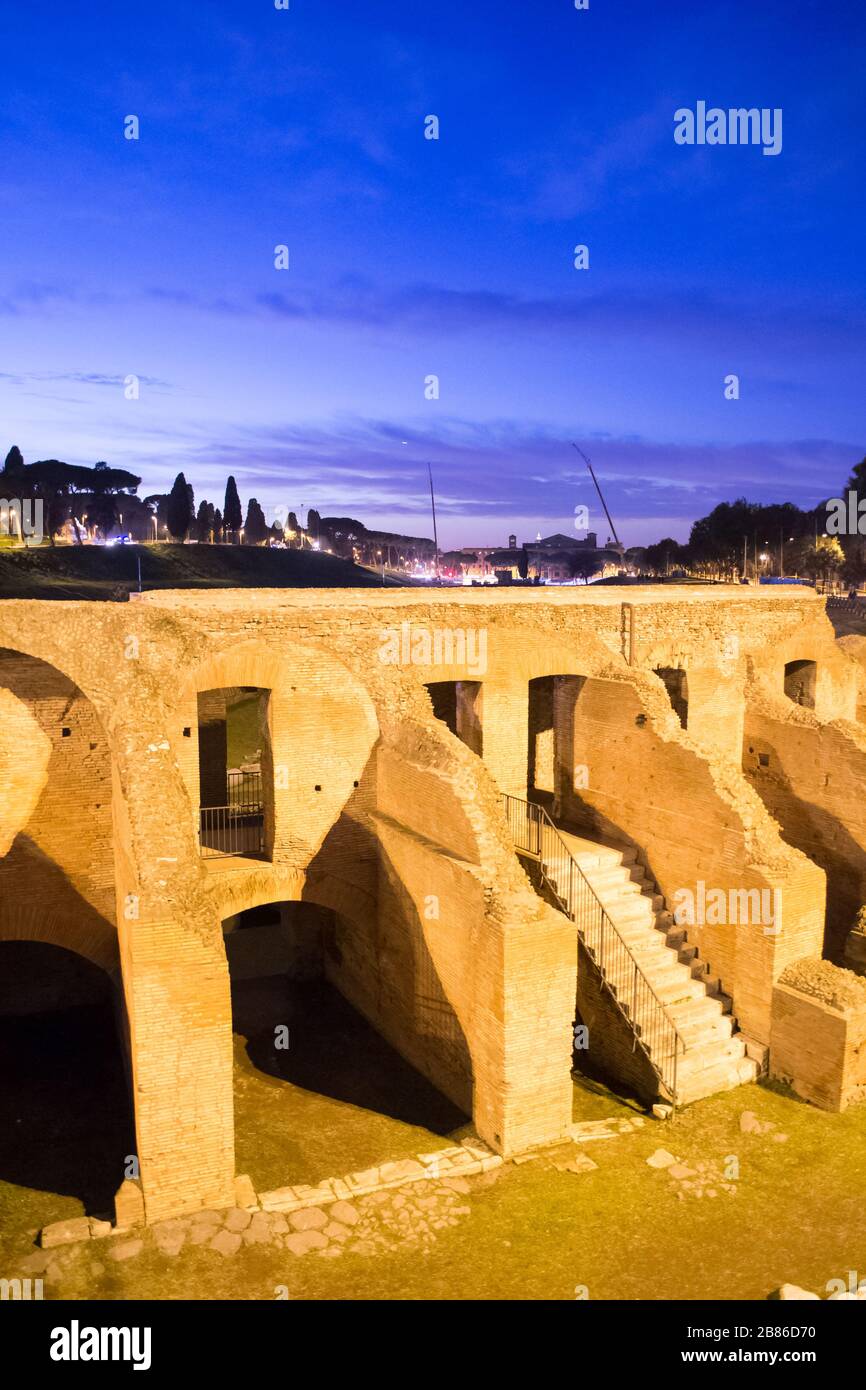 Rome, Italy, december 2016. The ruins of the old roman stadium in the ...