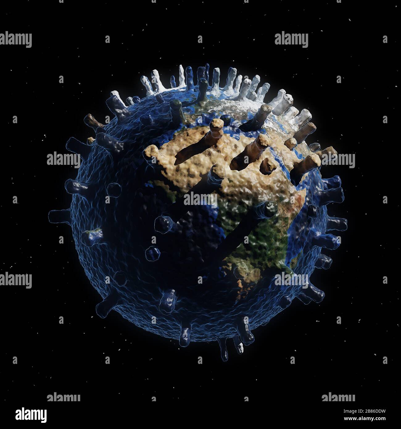 3D rendering of Planet Earth as global coronavirus infection concept ...