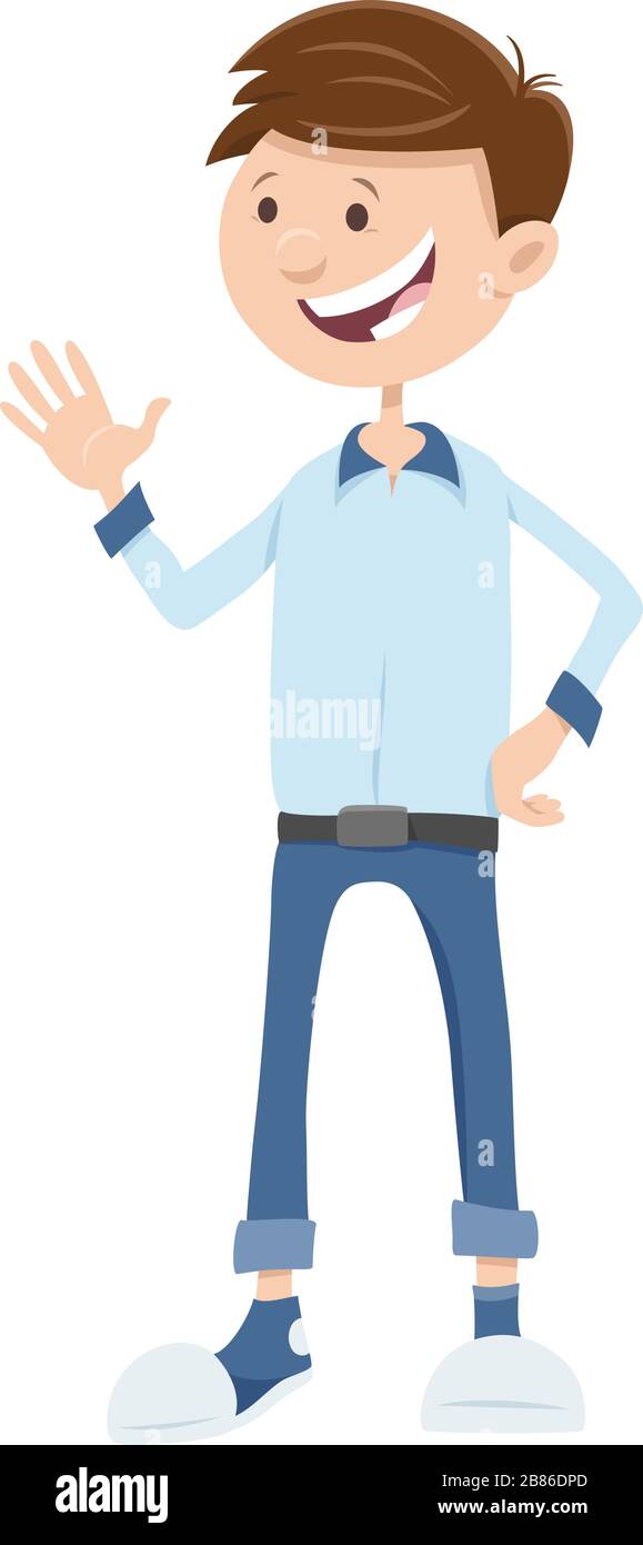 Cartoon Illustration of Funny Elementary or Teen Age Boy Comic ...