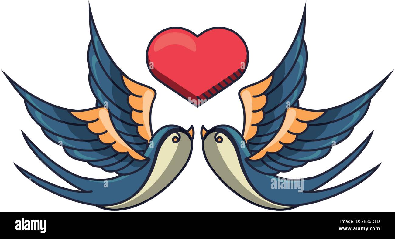 beautiful birds flying with heart love Stock Vector Image & Art - Alamy