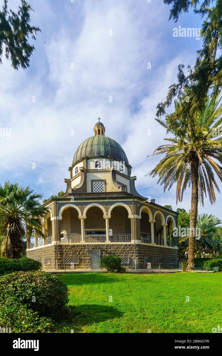 View of the Beatitude Monastery, on Mount Beatitude, Northern Israel ...