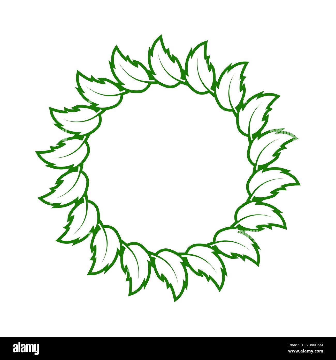 Round frame of leaves. Simple flat design for text images or drawings ...