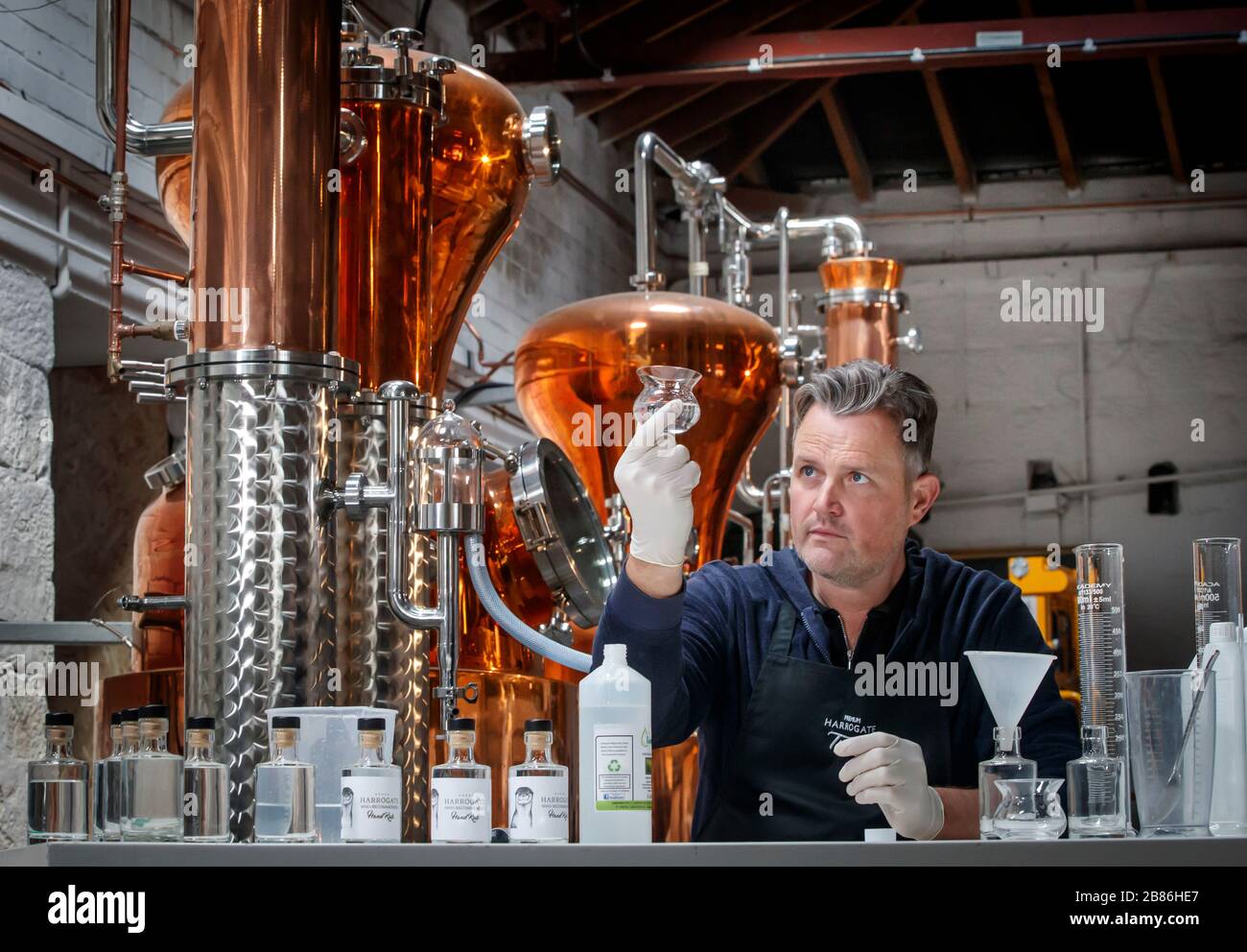 Steven Green, founder of Harrogate Tipple, makes hand sanitiser at his ...