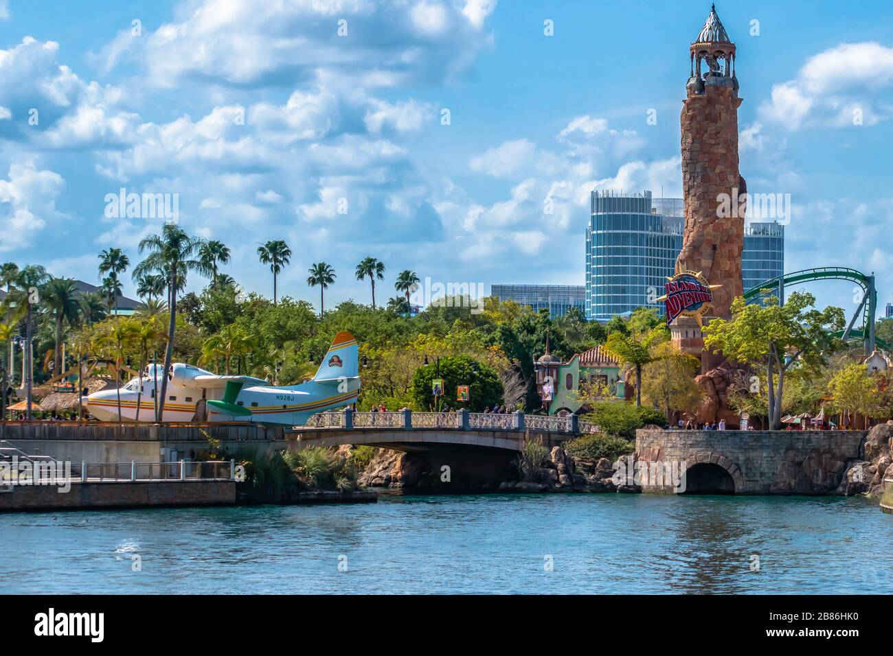 Orlando, Florida. March 15, 2020. Panoramic view of Island of Adventure ...