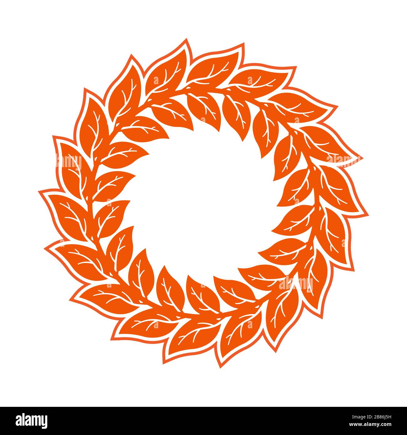 Round frame of leaves. Simple flat design for text images or drawings ...