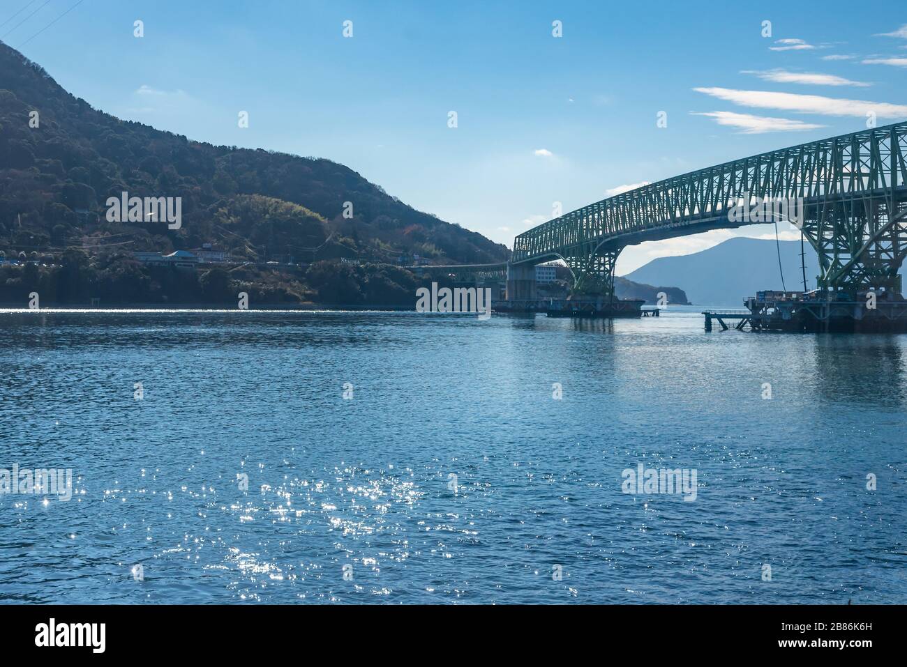 Oshima Bridge. A bridge connecting the main island of Japan Honshu and ...