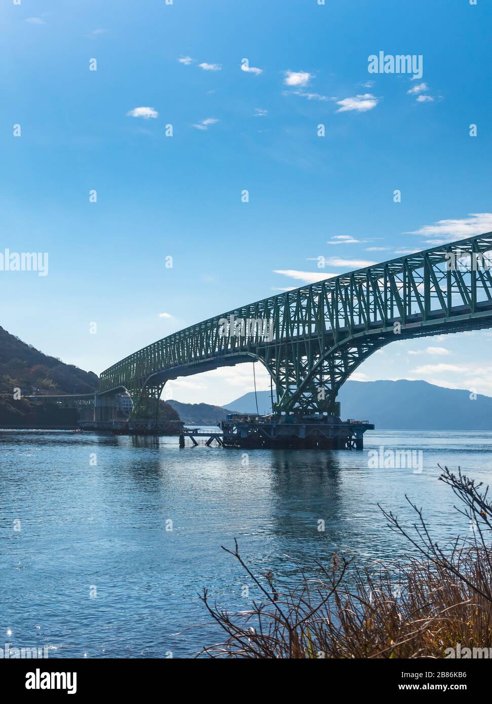 Oshima Bridge. A bridge connecting the main island of Japan Honshu and ...