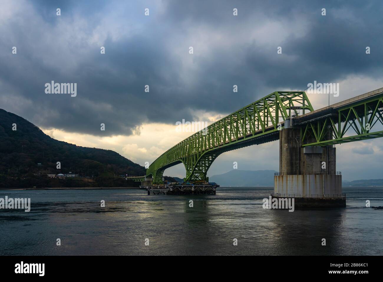 Oshima Bridge. A bridge connecting the main island of Japan Honshu and ...
