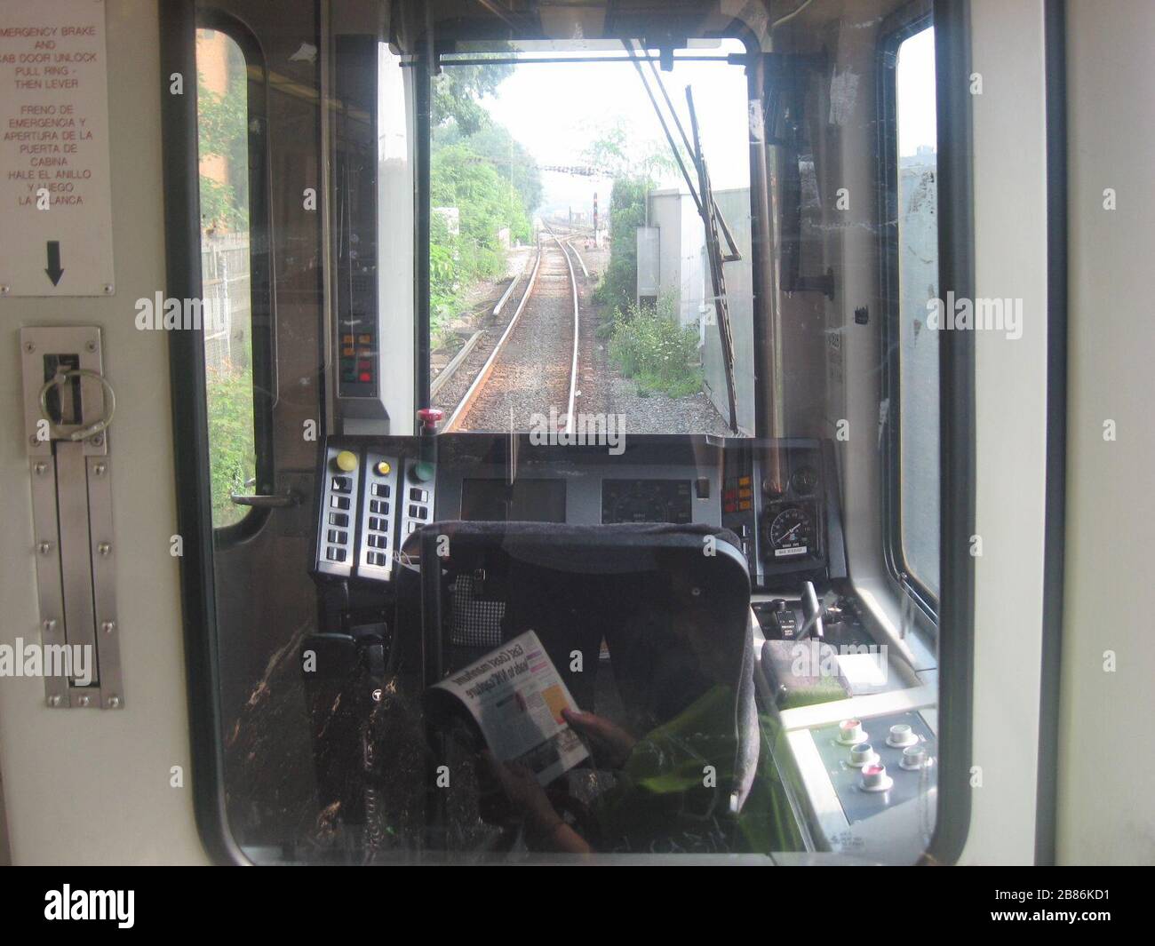 "English: Rear cab of an 1800-series MBTA Red Line car; the train is at ...