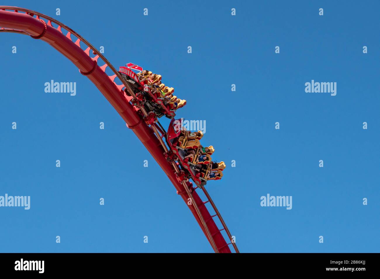 Orlando, Florida. March 15, 2020. People having fun Hollywood Rip Ride ...