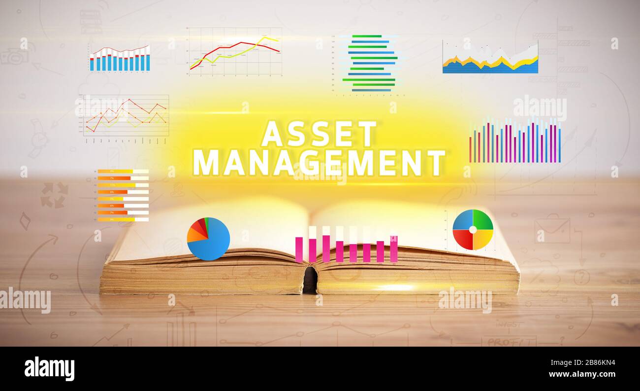 Open book with ASSET MANAGEMENT inscription, new business concept Stock ...