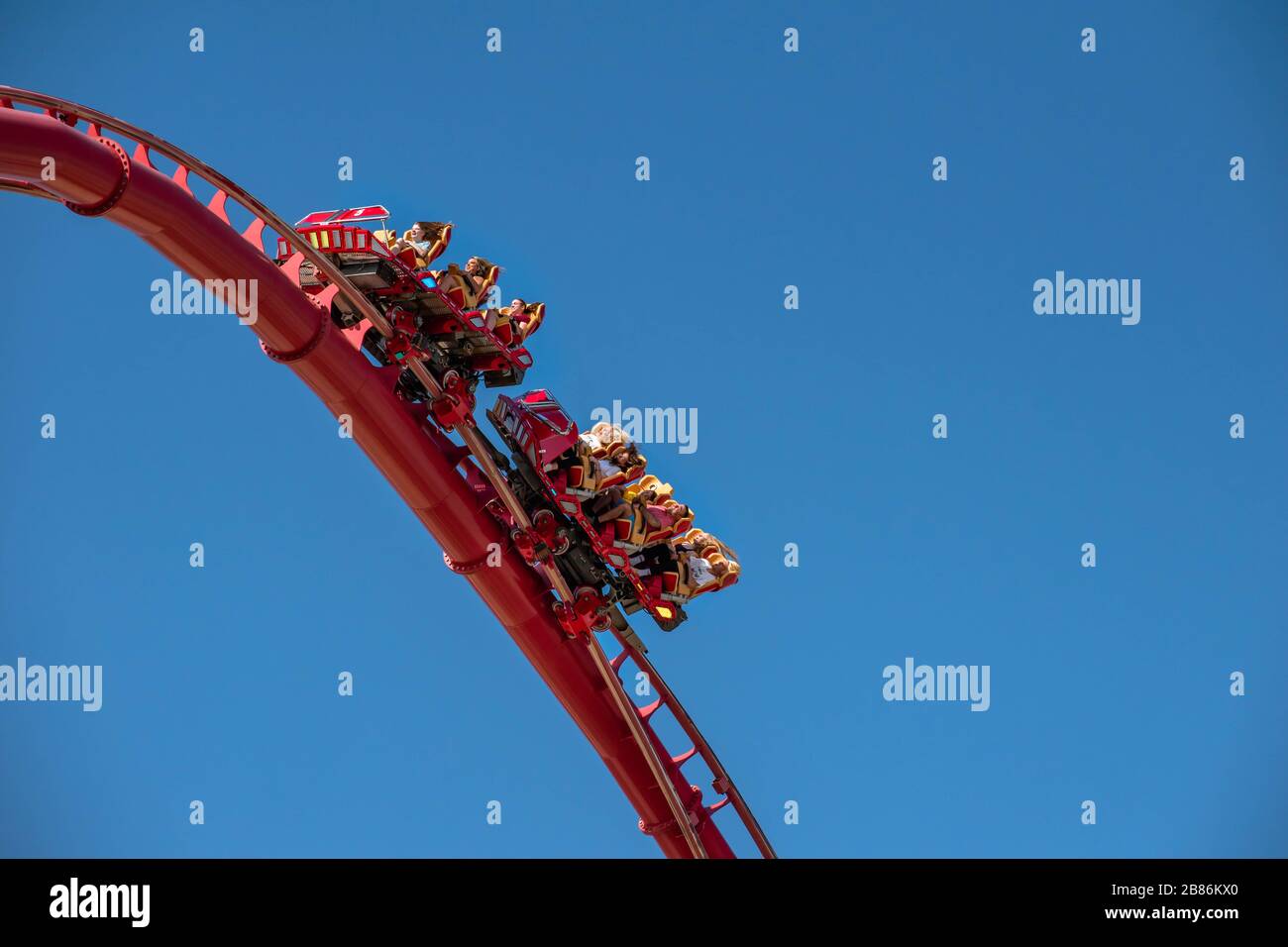 Orlando, Florida. March 15, 2020. People having fun Hollywood Rip Ride ...