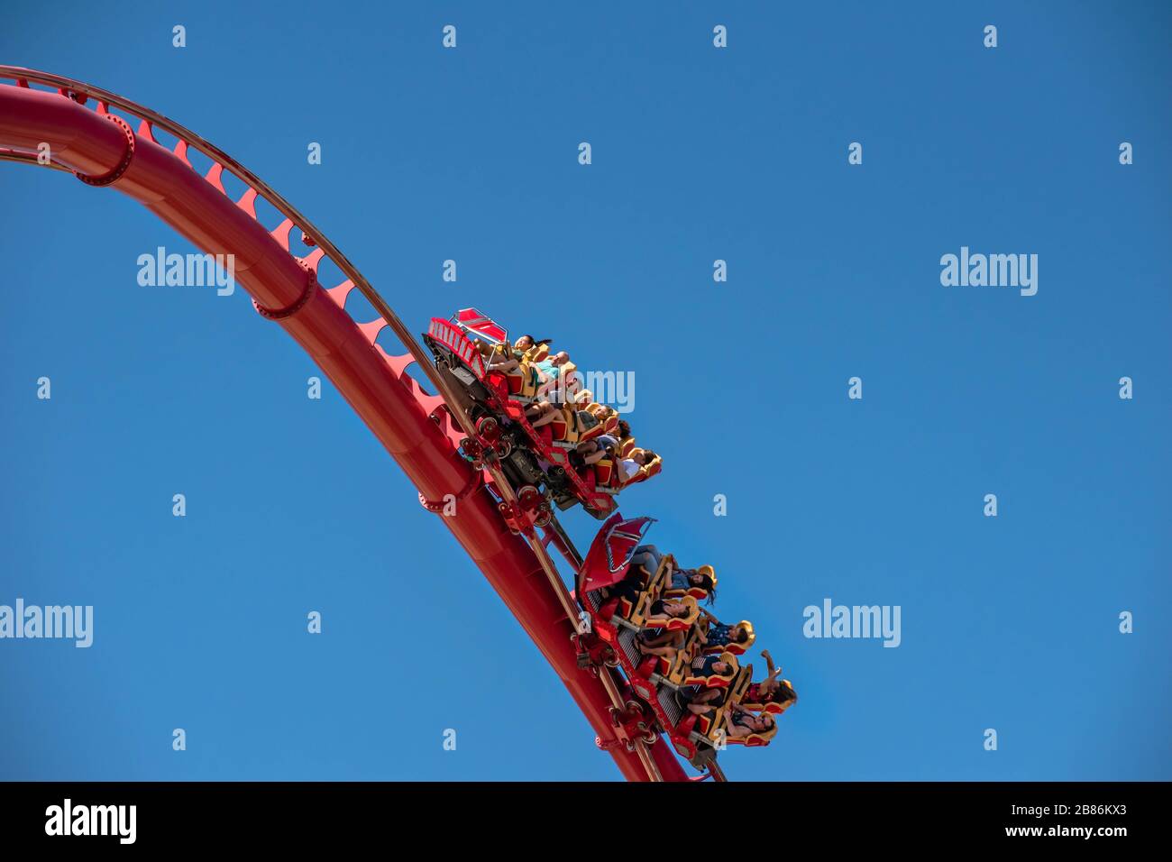 Orlando, Florida. March 15, 2020. People having fun Hollywood Rip Ride ...