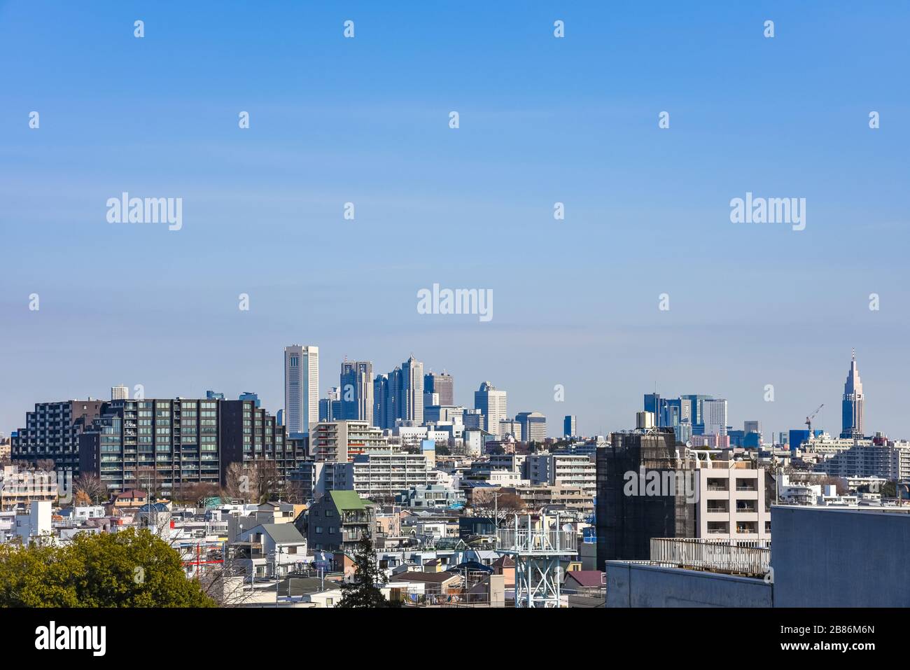Shinjuku secondary city center building seen from Setagaya ward, Tokyo ...